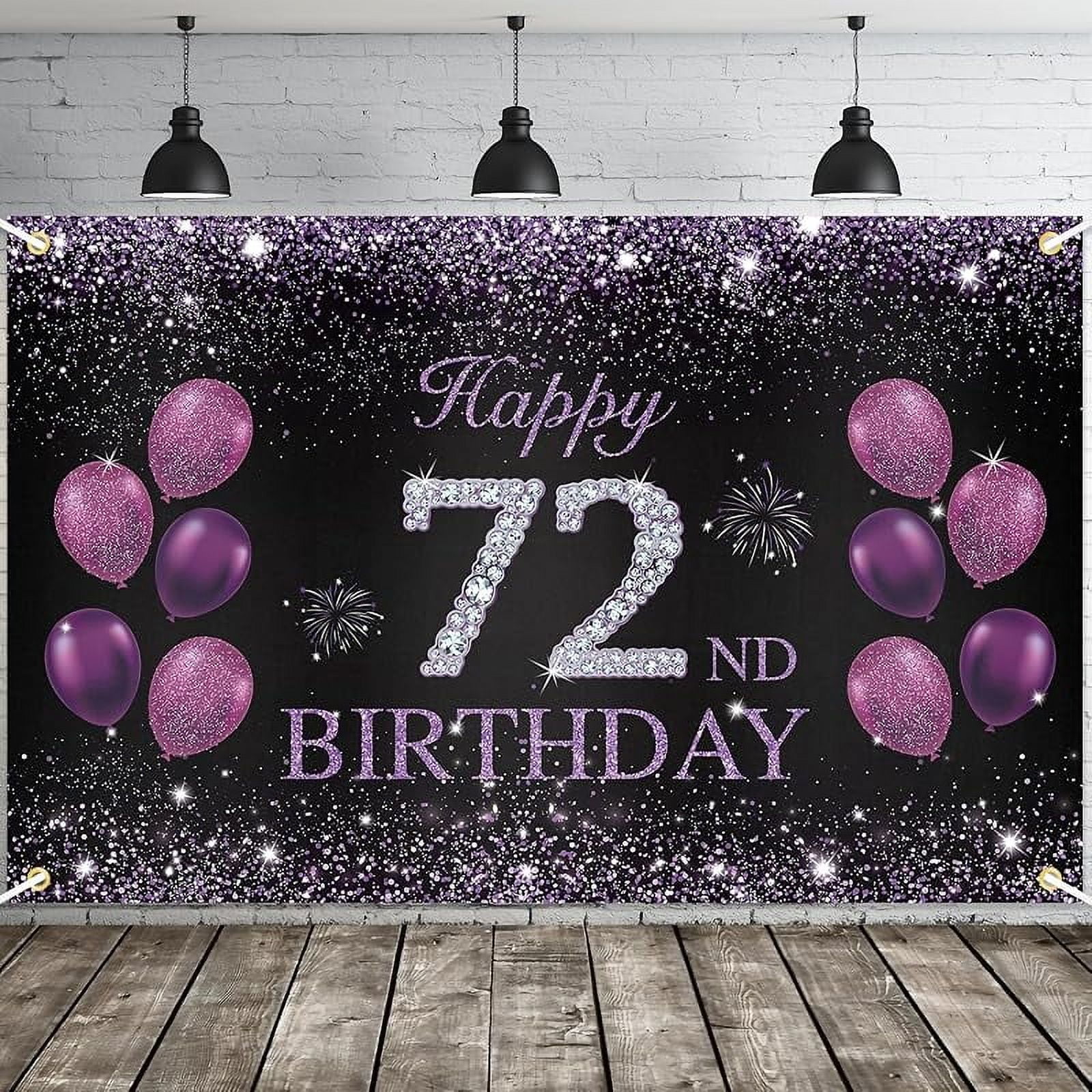 Happy 72th Birthday Banner, Happy Birthday Party Decorations, Birthday ...