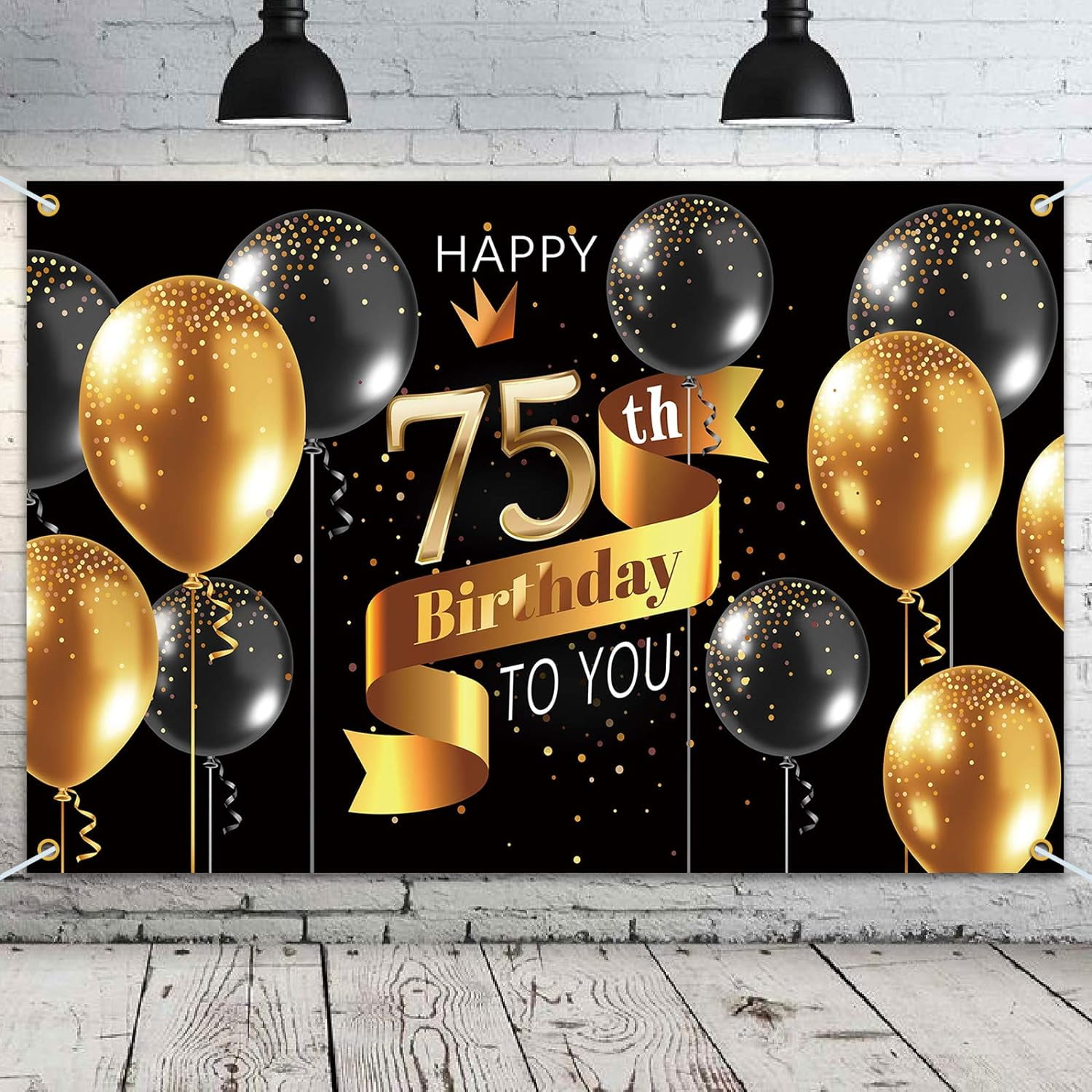 Happy 75th Birthday Backdrop Banner - 75 Birthday Party Decorations ...