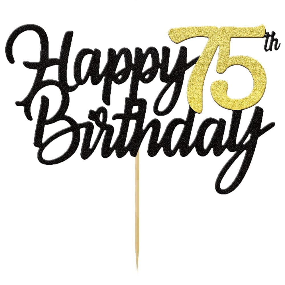 Happy 75th BirthdayTRDN Cake Toppers Glitter 75th Anniversary Cake ...