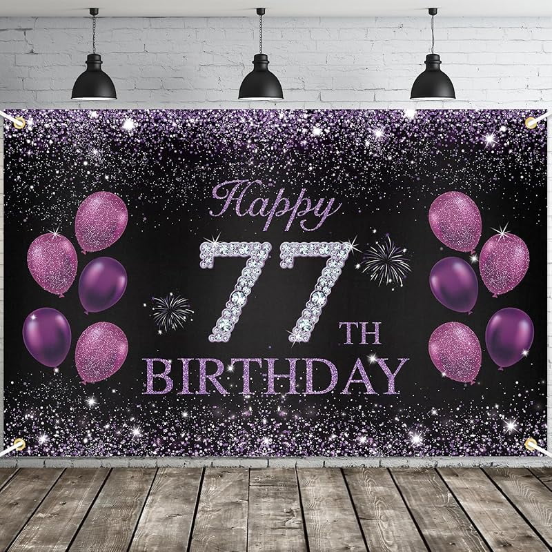 Happy 77th Birthday Banner, Happy Birthday Party Decorations, Birthday ...