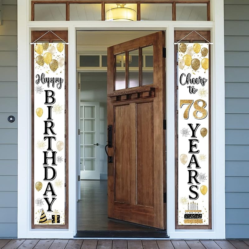 Happy 78th Birthday Decorations, Gold Balloon Birthday Theme Door ...