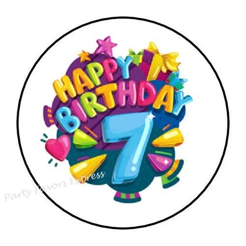Happy 7Th Birthday Stickers Party Favors Phone Decal Water Bottle ...