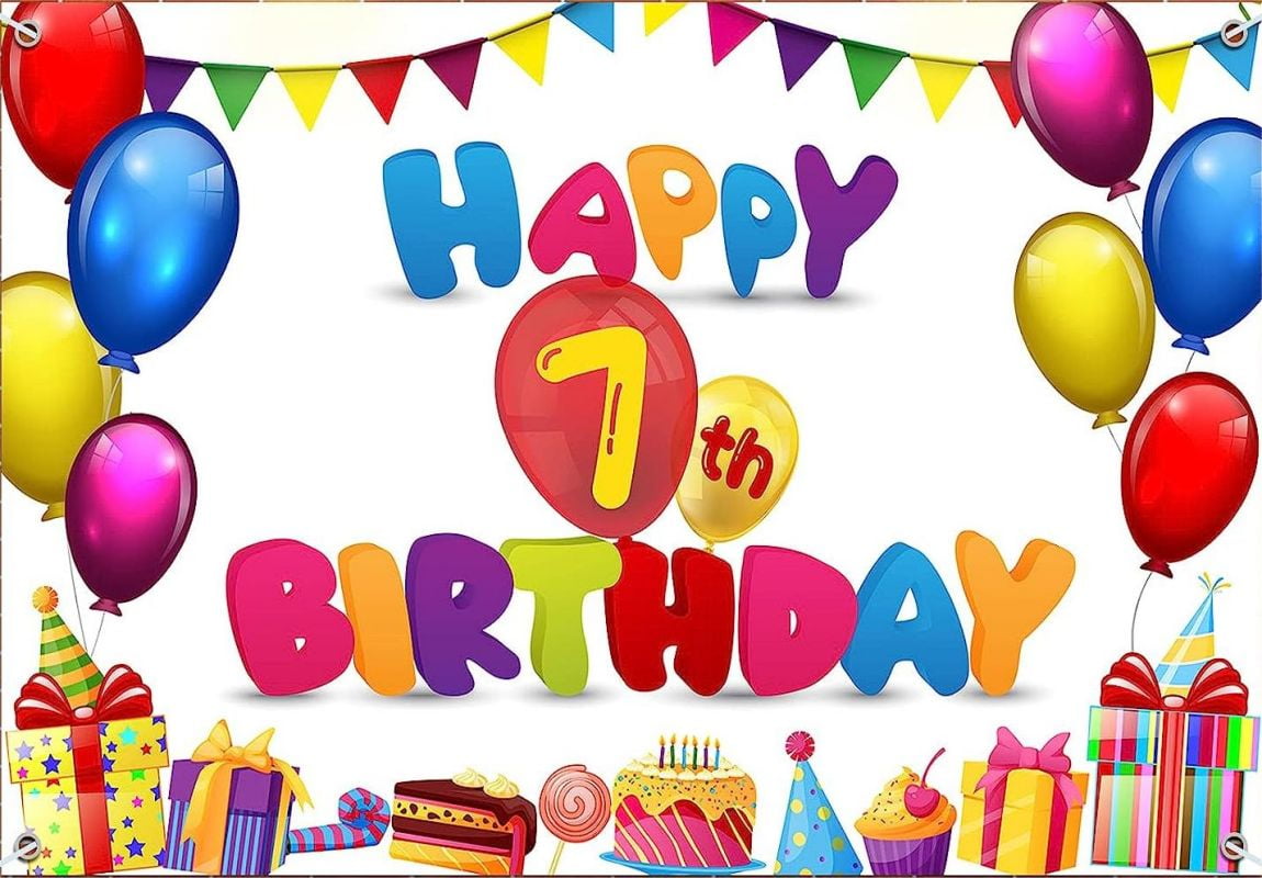 Happy 7th Birthday Background Game ration Balloon Photography Backdrops ...