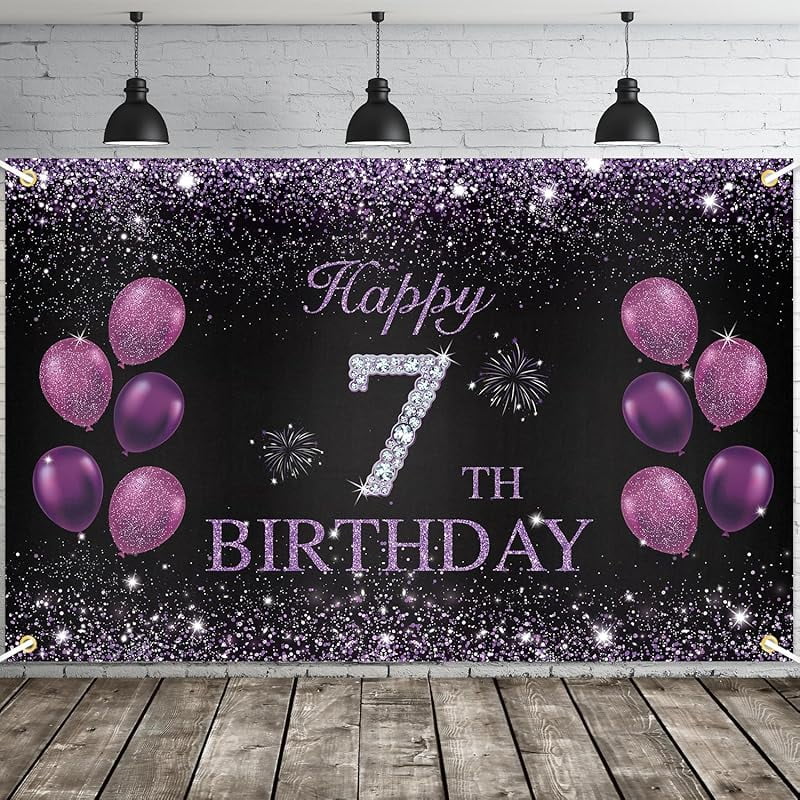 Happy 7th Birthday Banner, Happy Birthday Party Decorations, Birthday ...