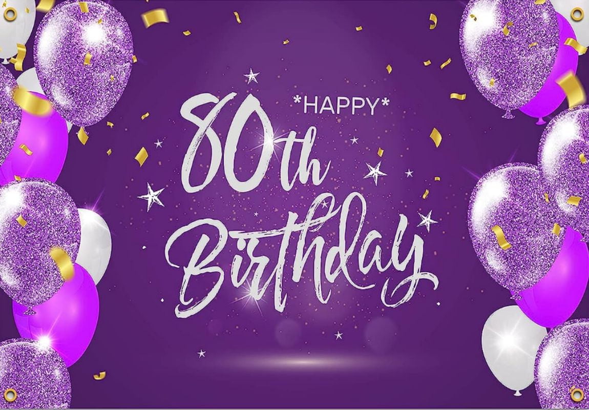 Happy 80th Birthday Backdrop Banner 80 Years Old Birthday Party rations ...