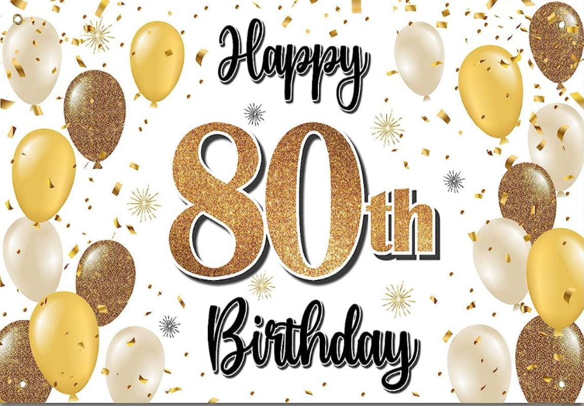 Happy 80th Birthday Backdrop Banner 80 Years Old Birthday Party rations ...