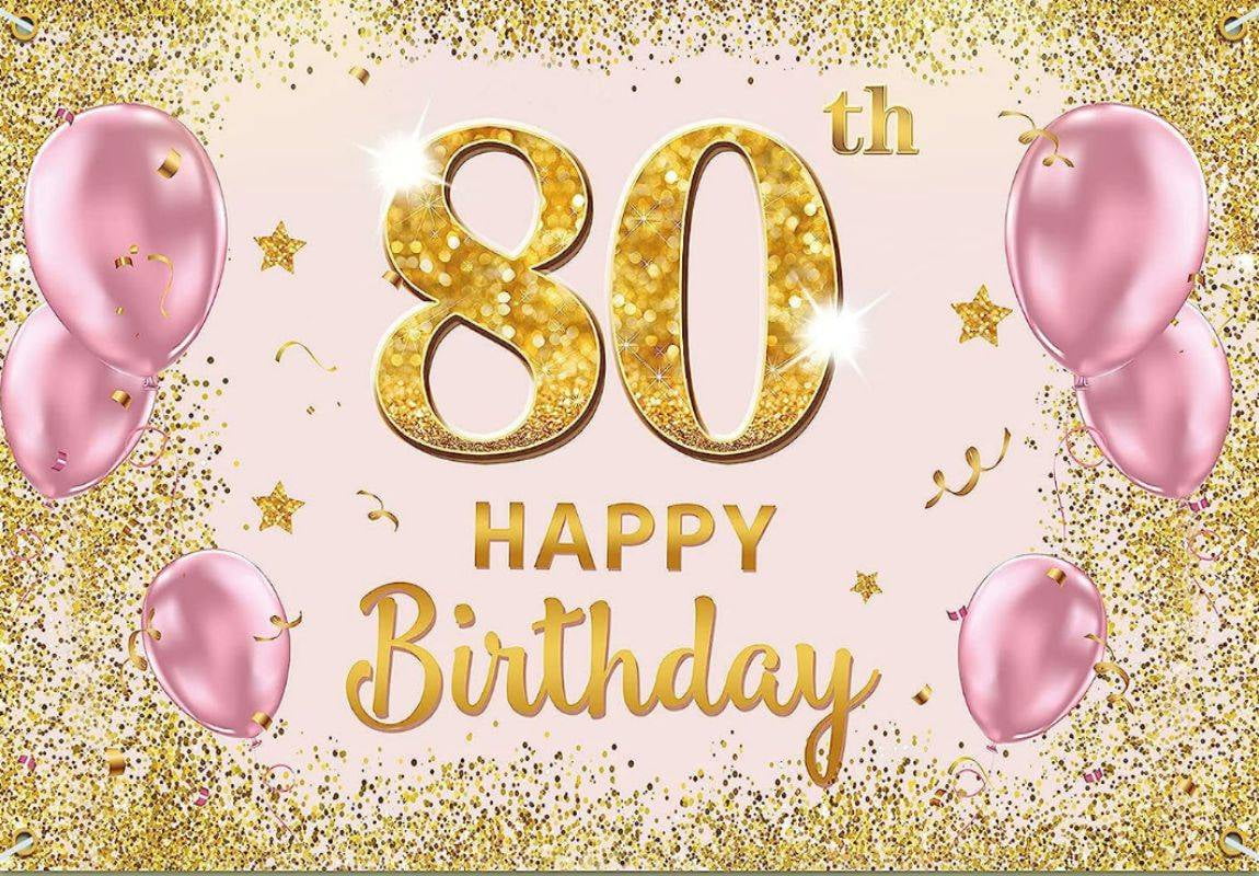 Happy 80th Birthday Backdrop Banner 80 Years Old Birthday Party rations ...