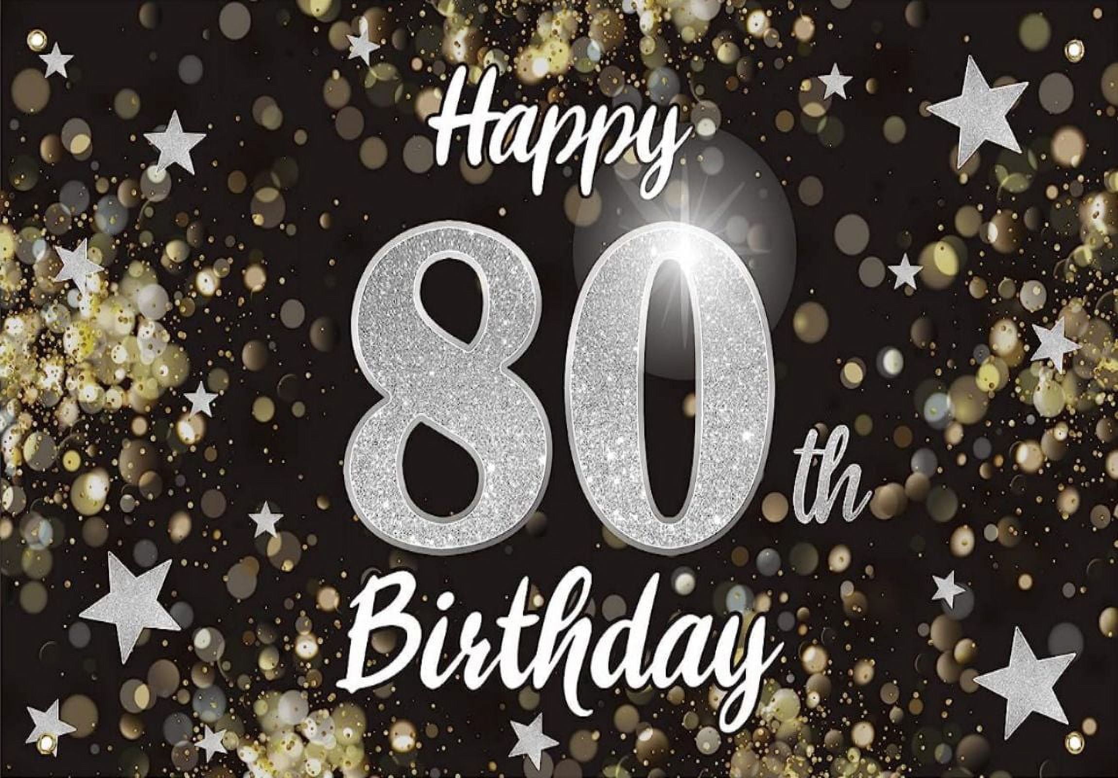 Happy 80th Birthday Backdrop Banner 80 Years Old Birthday Party rations ...