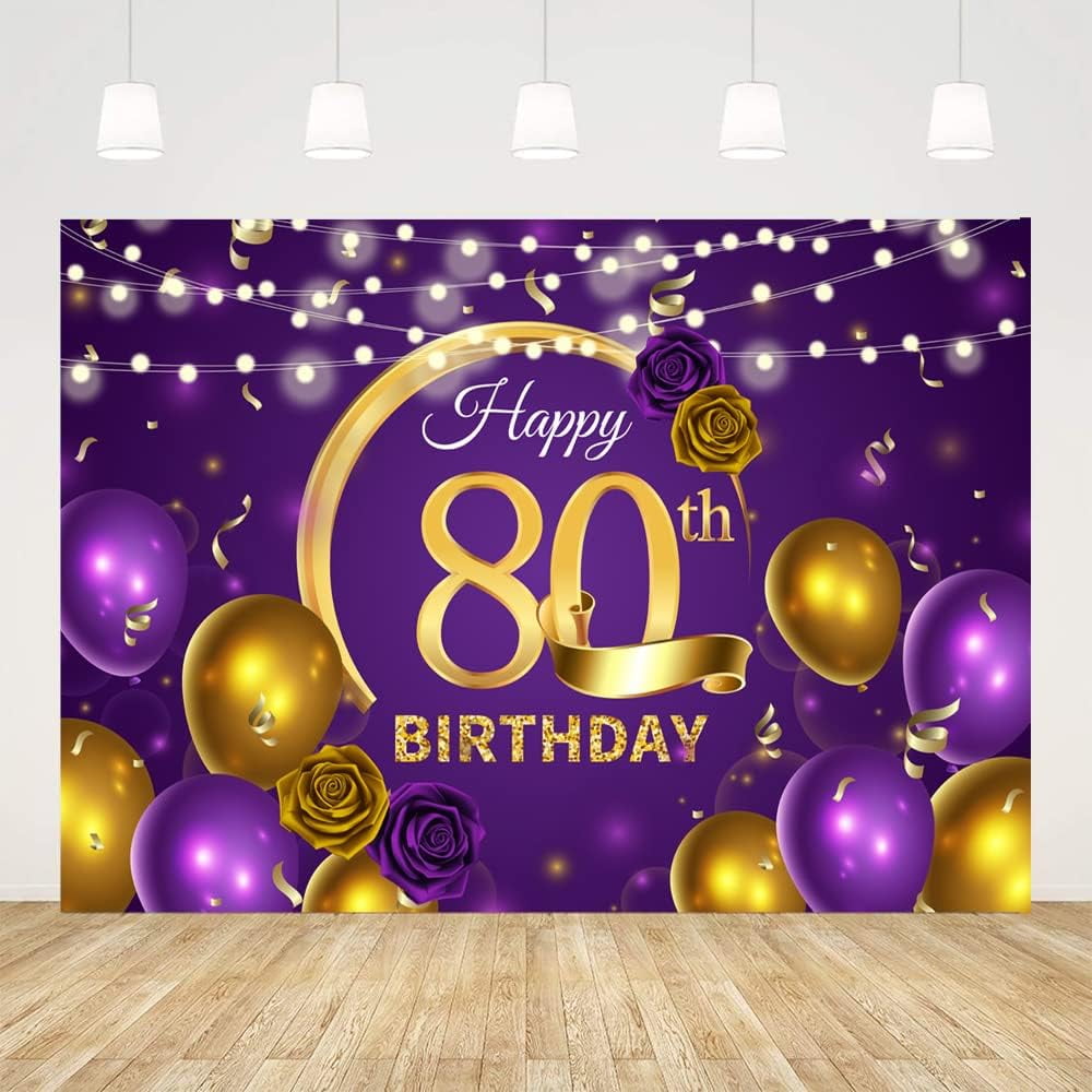 Customer reviews for Happy 80th Birthday Backdrop Gold 80 Birthday ...