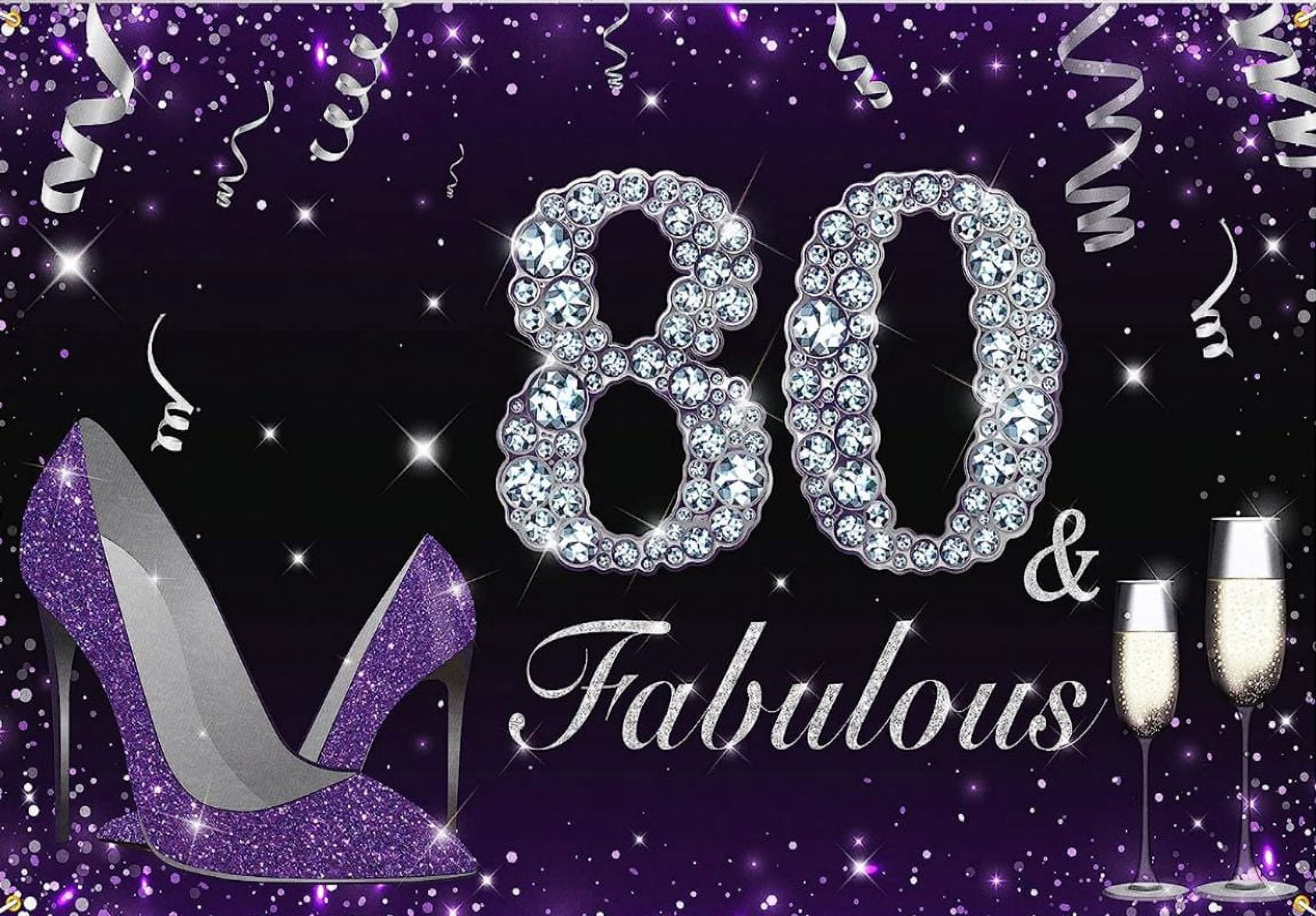 Happy 80th Birthday Backdrop for Men Navy Blue Glitter Gold Eighty ...