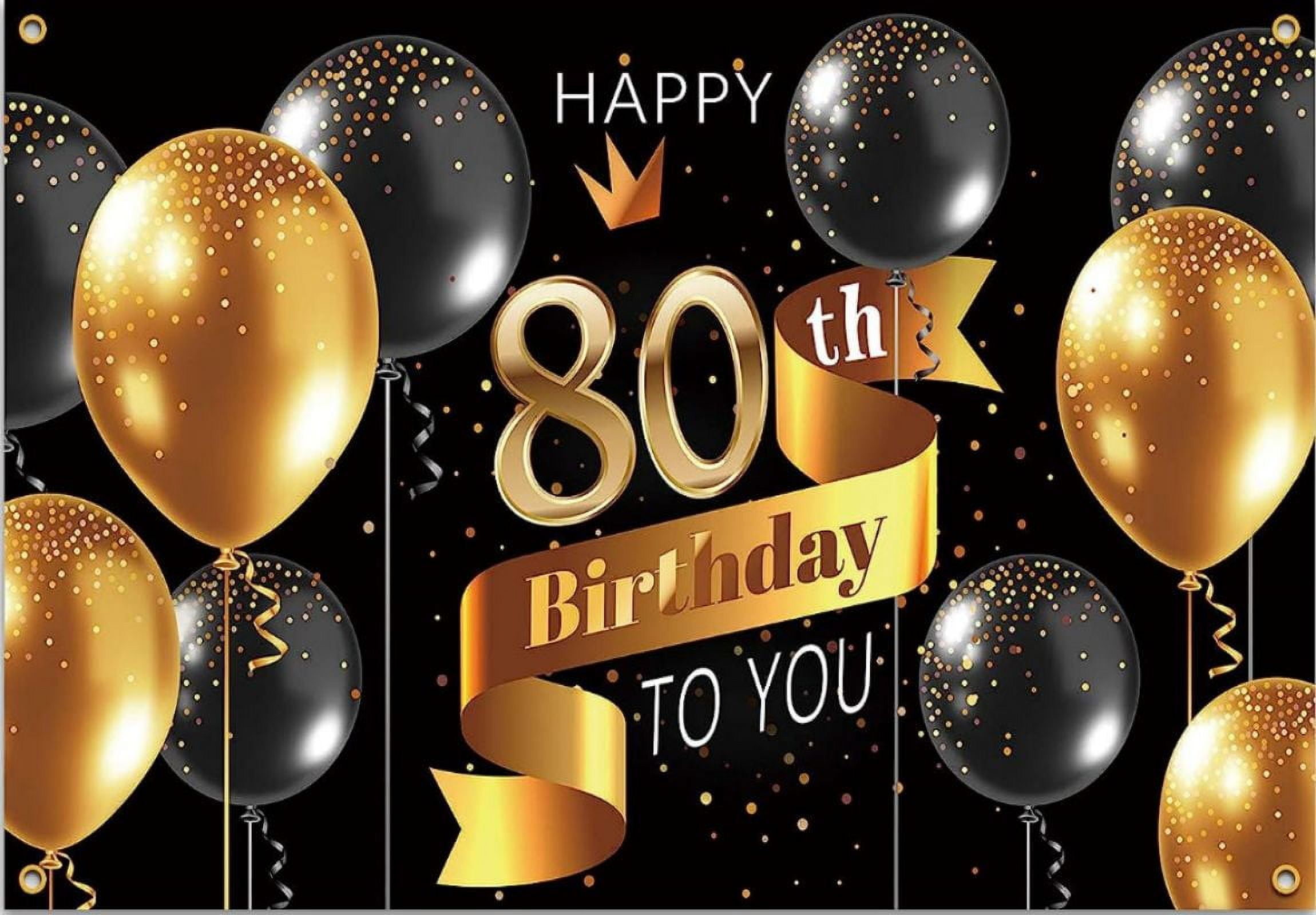 Happy 80th Birthday Backdrop for Men Navy Blue Glitter Gold Eighty ...