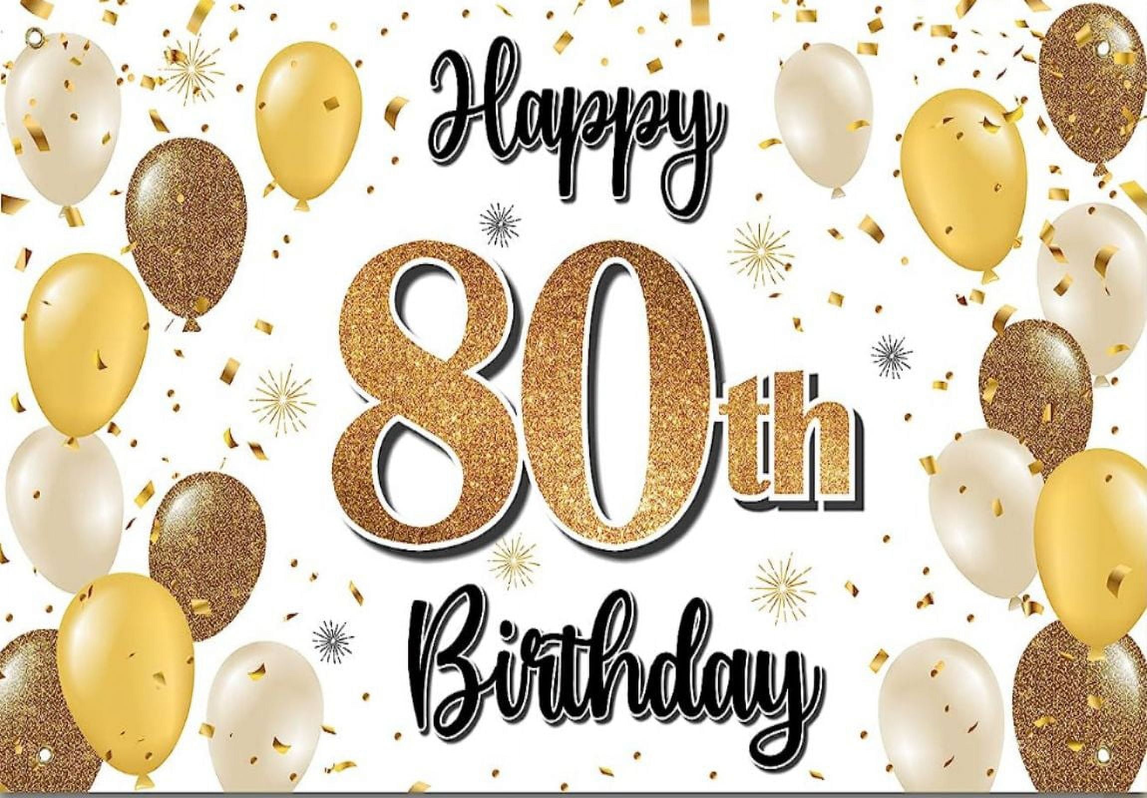 Happy 80th Birthday Backdrop for Men Navy Blue Glitter Gold Eighty ...