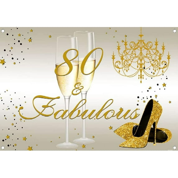 Happy 80th Birthday Gold 80 Years Old r Eighty Photography Backdrop ...