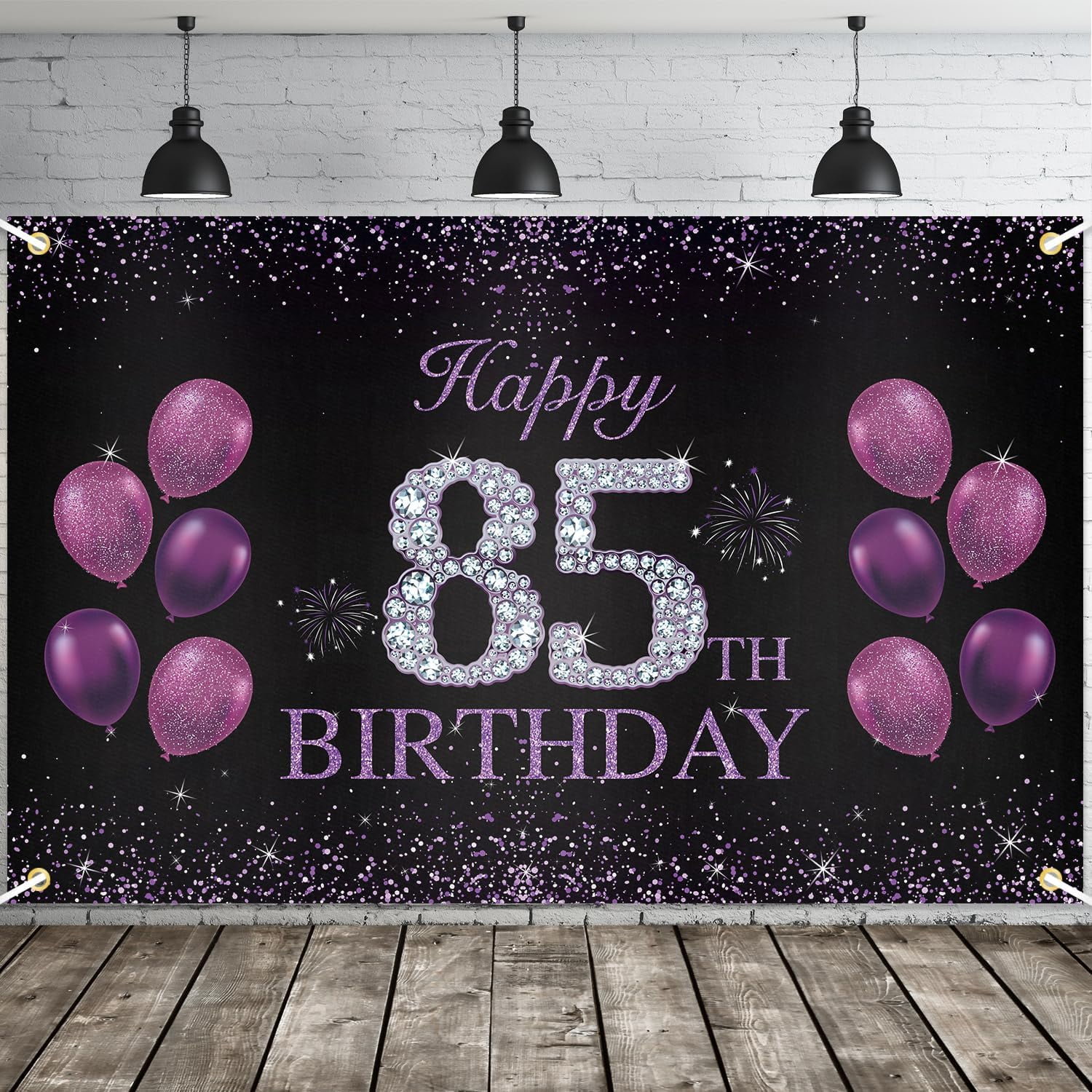 Happy 85th Birthday Banner, Purple Happy 85th Birthday Party ...