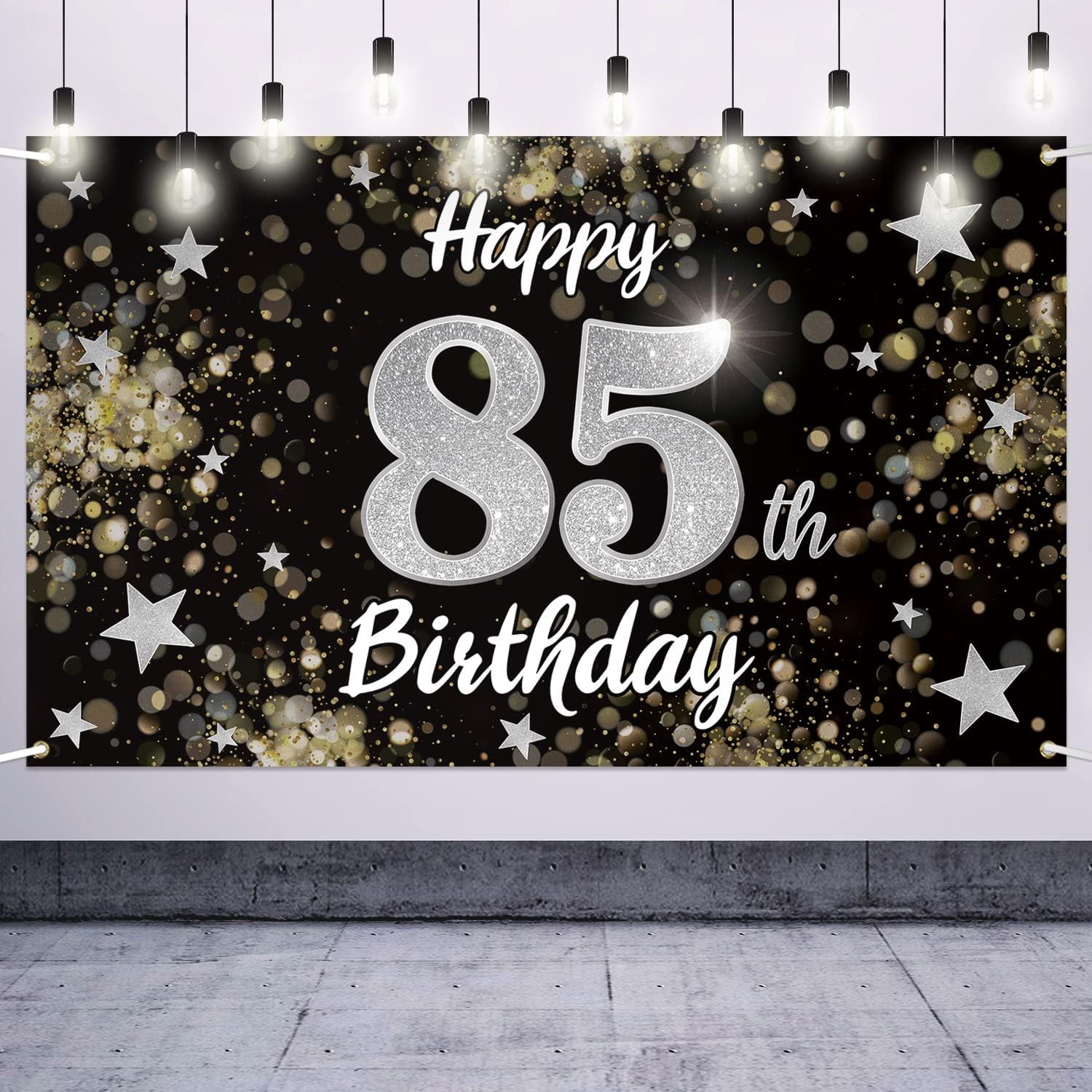 Happy 85th Birthday Decorations, 85th Black & Silver Dream Star ...