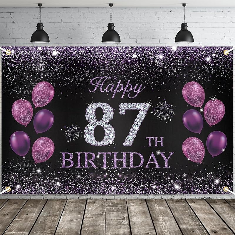 Happy 87th Birthday Banner, Happy Birthday Party Decorations, Birthday ...