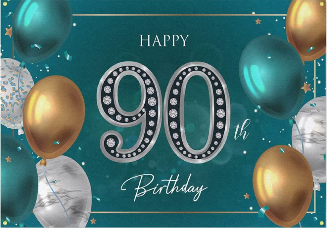 Happy 90th Birthday Man Photo Background ration Custom Backdrop Blue ...