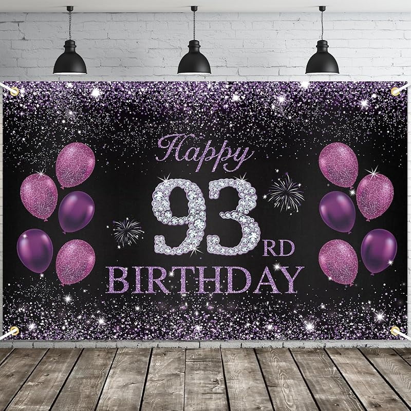 Happy 93th Birthday Banner, Happy Birthday Party Decorations, Birthday ...