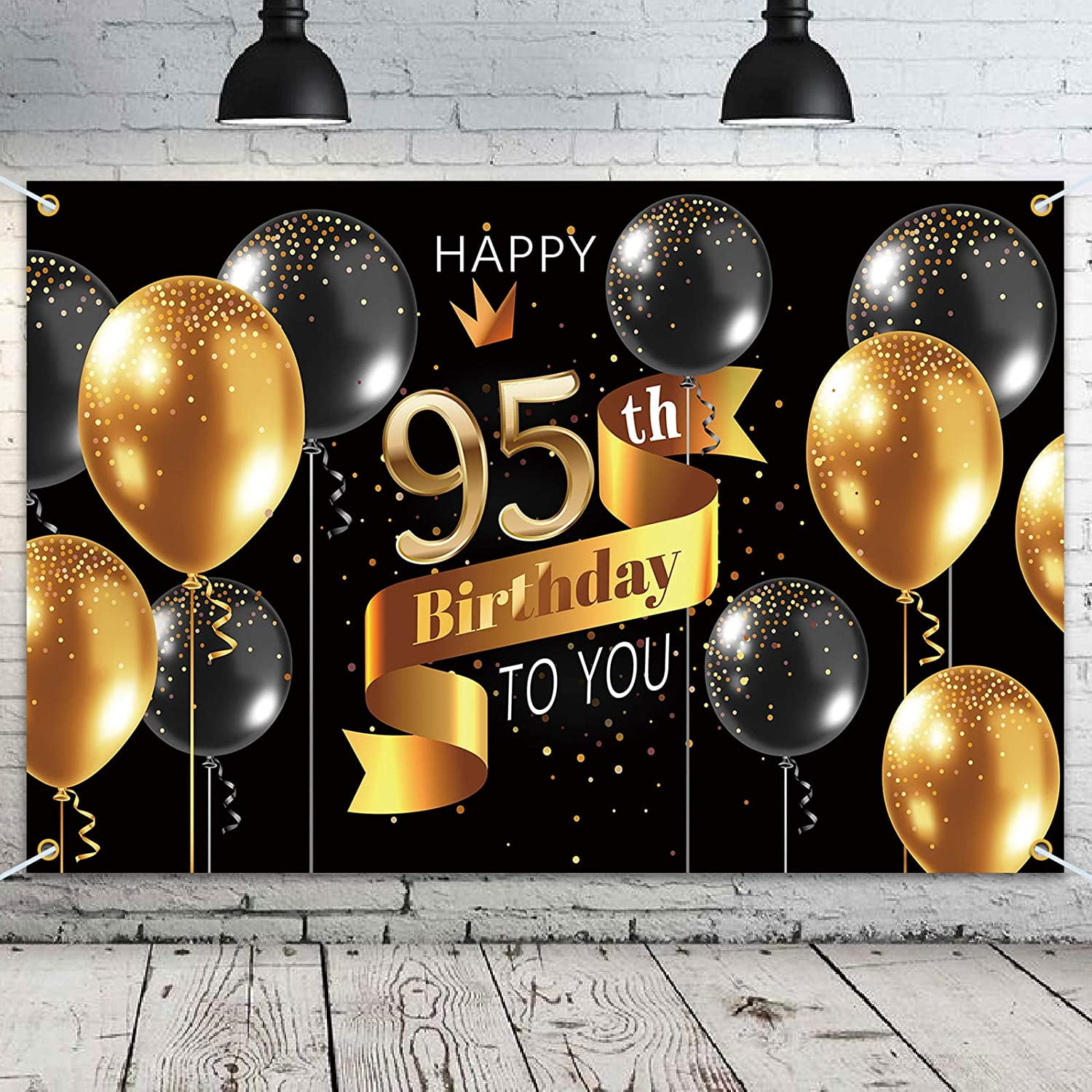 Happy 95th Birthday Backdrop Banner - 95 Birthday Party Decorations ...