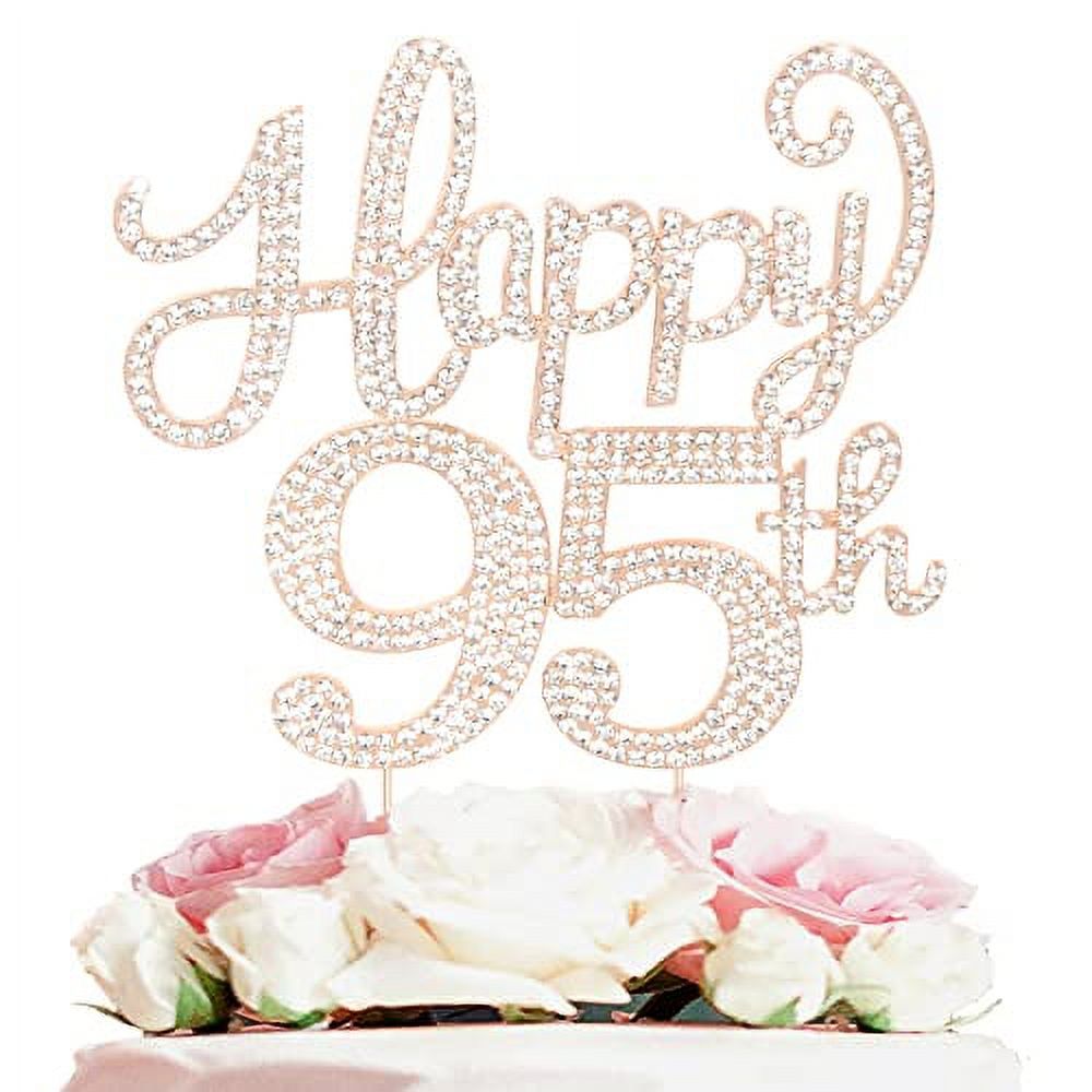 Happy 95th Birthday Decorations,95th .. Birthday Gold Rhinestone Cake ...
