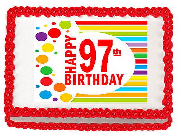 Happy 97th Birthday Edible PEEL N STICK Frosting Photo Image Cake ...