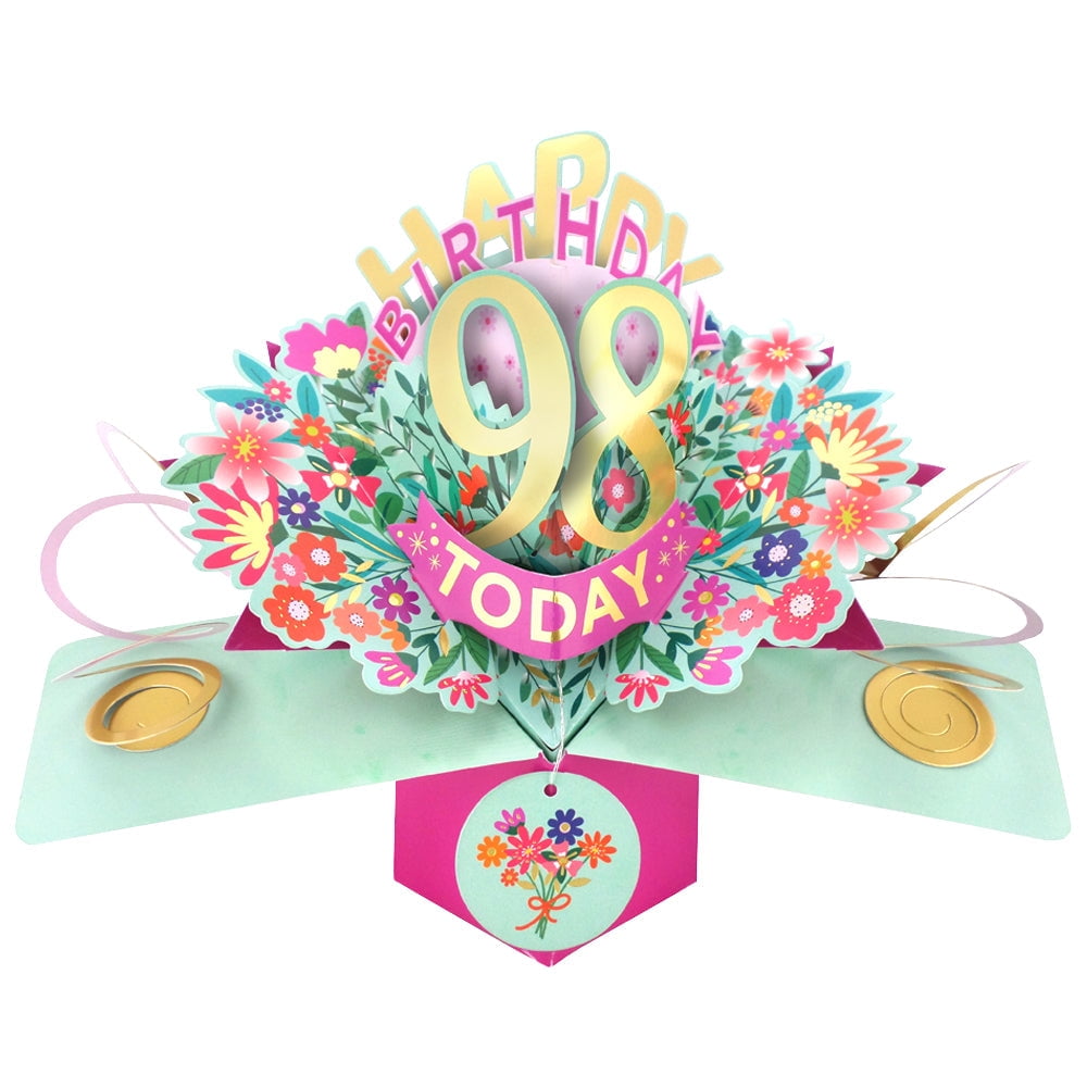 Happy 98th Birthday 98 Today Pop-Up Greeting Card Love Kate's Pop Up ...