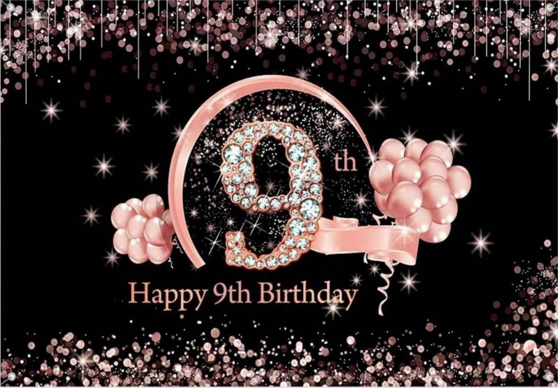 Happy 9th Birthday Baby Room ration Background Sweet Baptism Backdrop ...