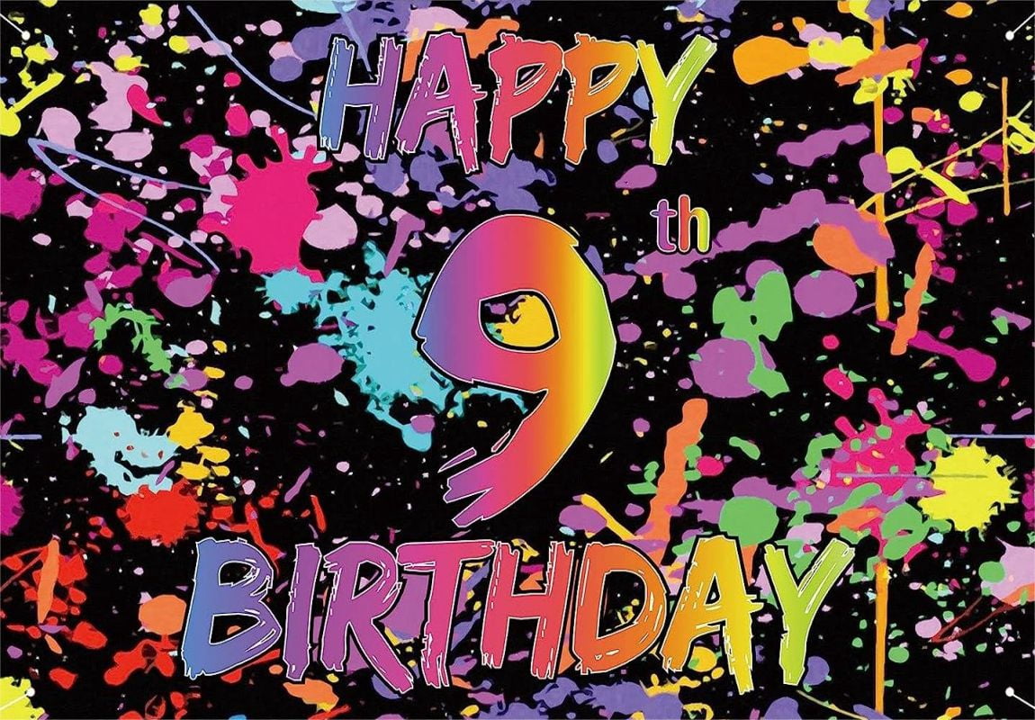 Happy 9th Birthday Game Backdrop for Photography Background Red Smash ...