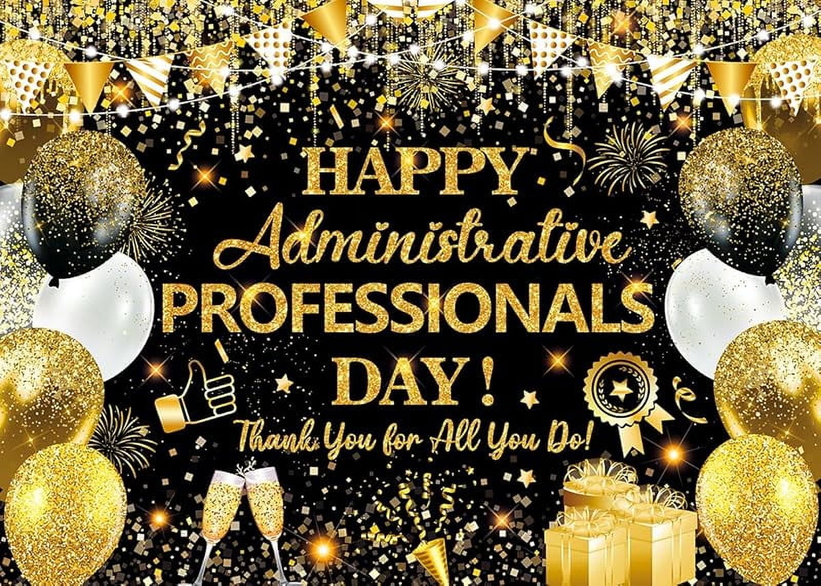 Happy Administrative Professionals Day Decorations Backdrop Black and ...