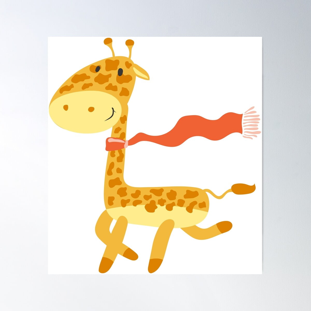 Happy African Giraffe. Cartoon Giraffe In A Red Scarf On A White ...