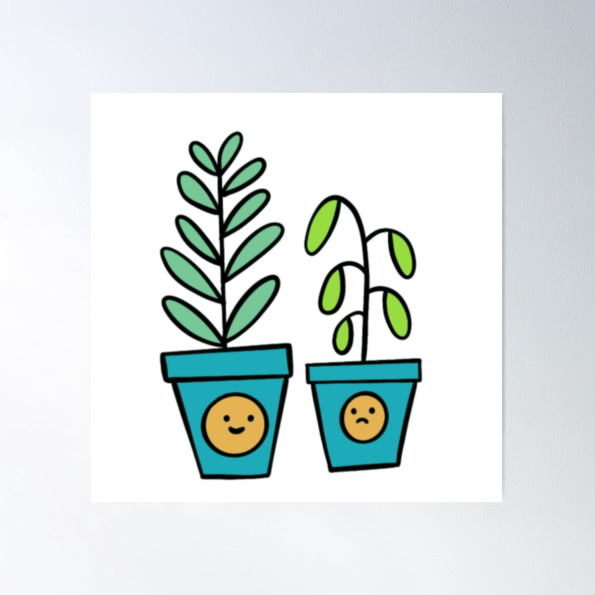 Happy And Sad Plants Poster Wall Art, Modern Wall Decor For Living Room ...