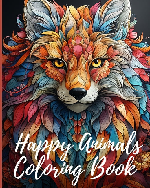 Happy Animals Coloring Book: 50 beautifully drawn wild animals to color ...