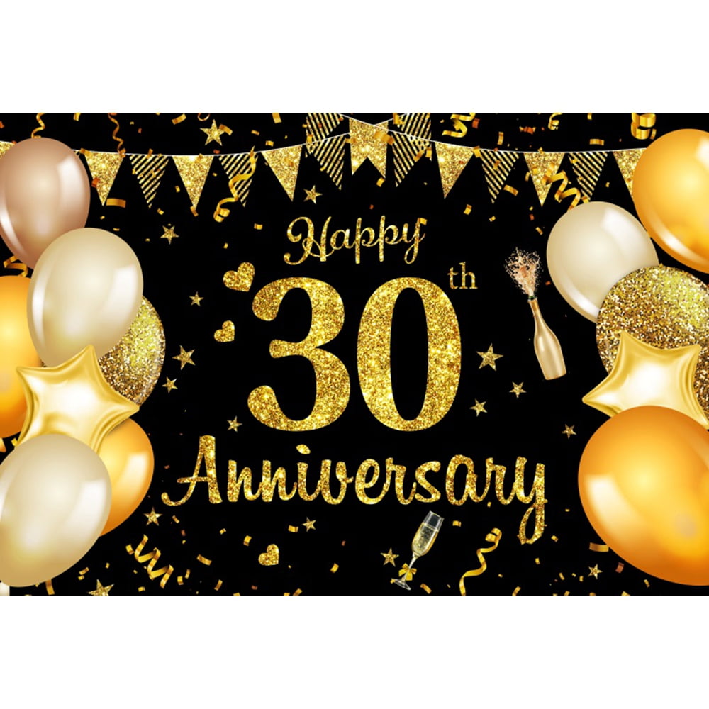 Happy Anniversary Backdrop For Photography Gold Balloon Glitter Love ...
