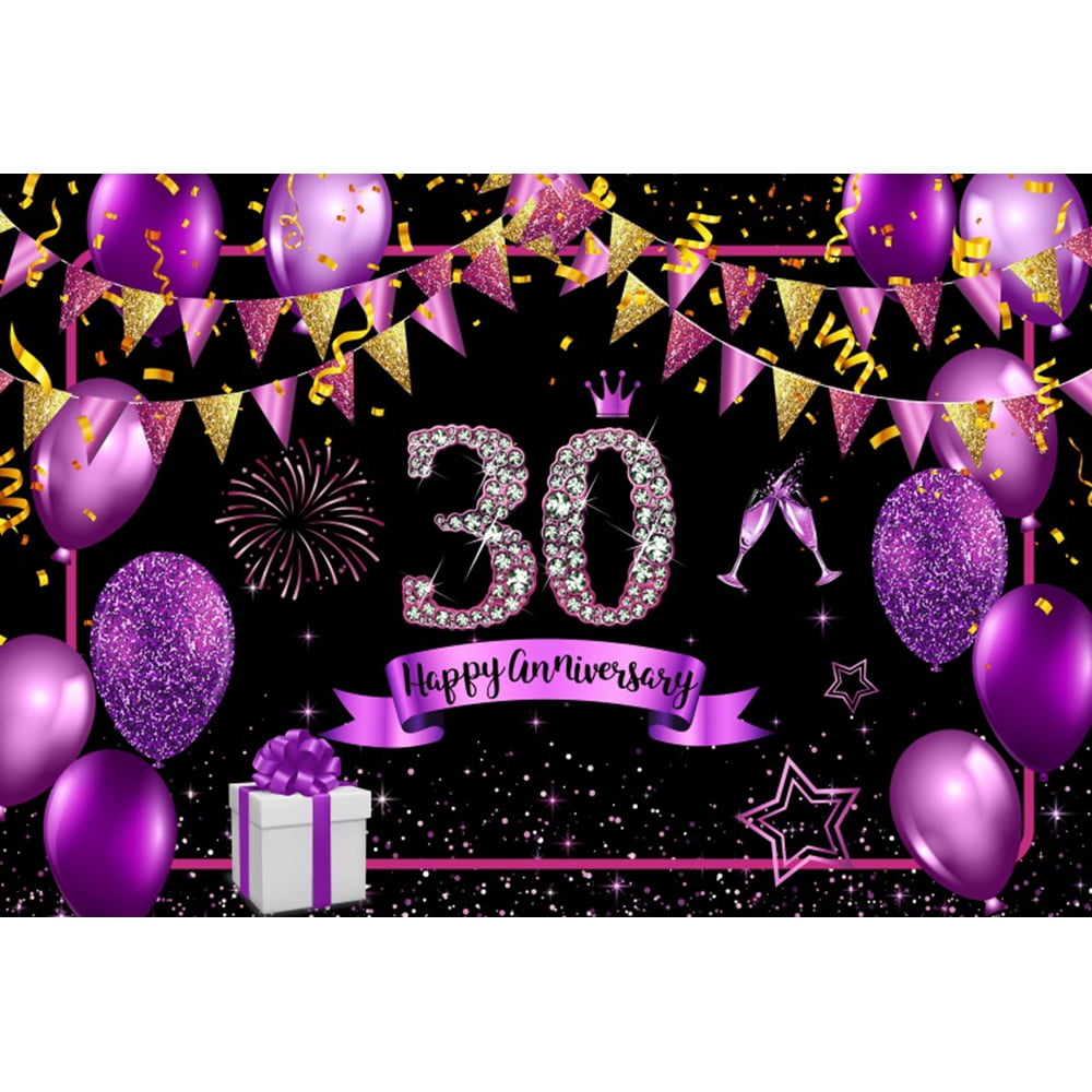 Happy Anniversary Backdrop For Photography Gold Balloon Glitter Love ...