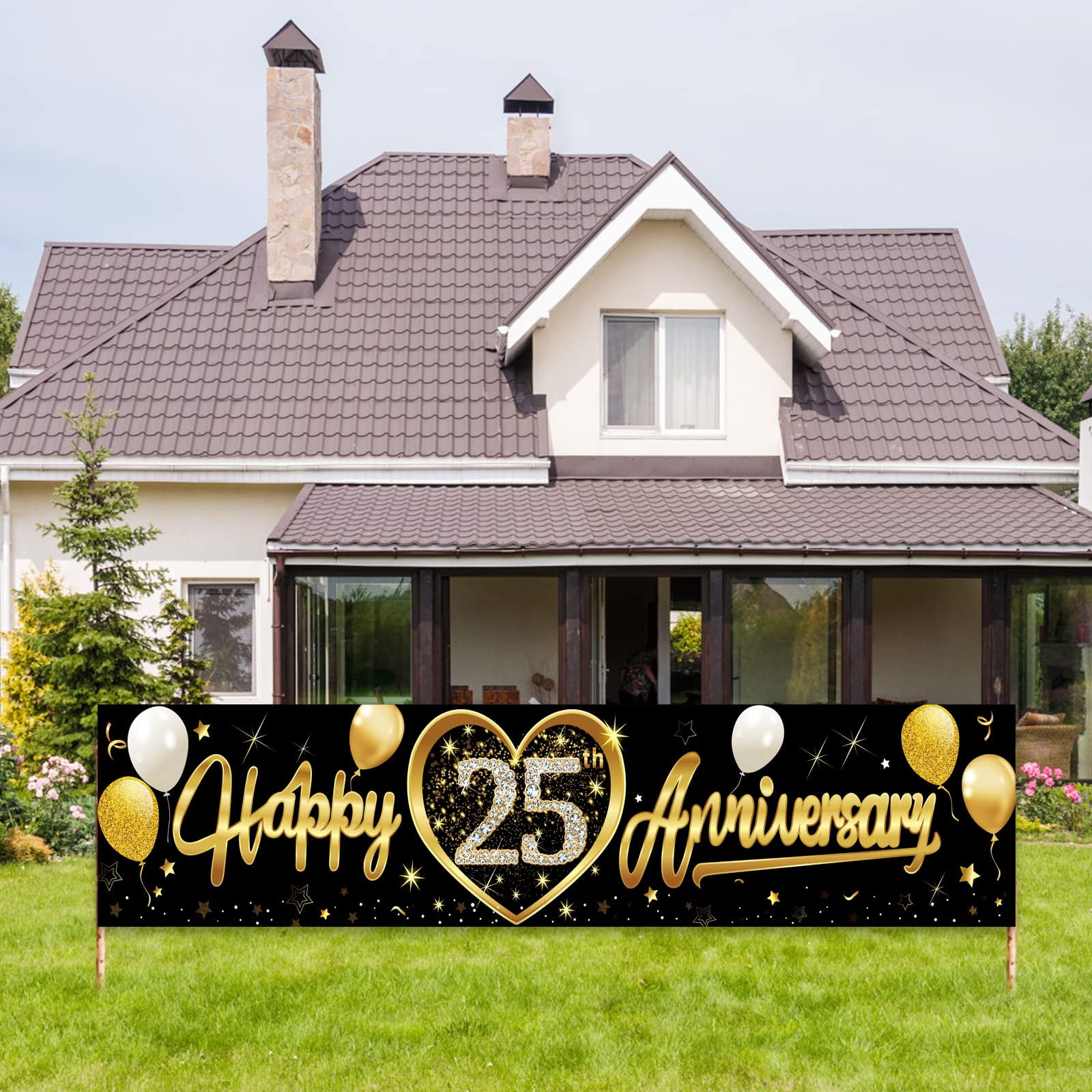 Happy Anniversary Banner Decorations Black Wedding Anniversary Banners ...