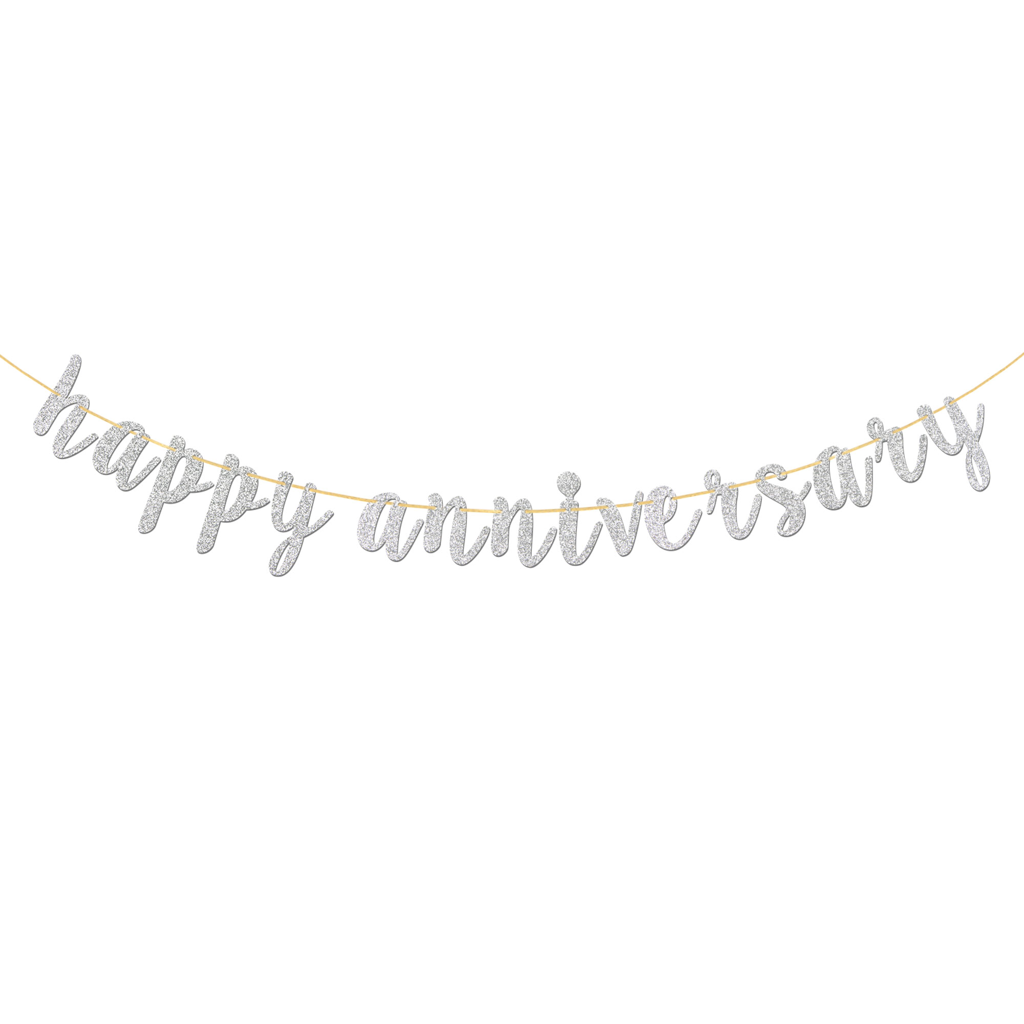 Happy Anniversary Banner, Silver Glitter Anniversary / Wedding ...