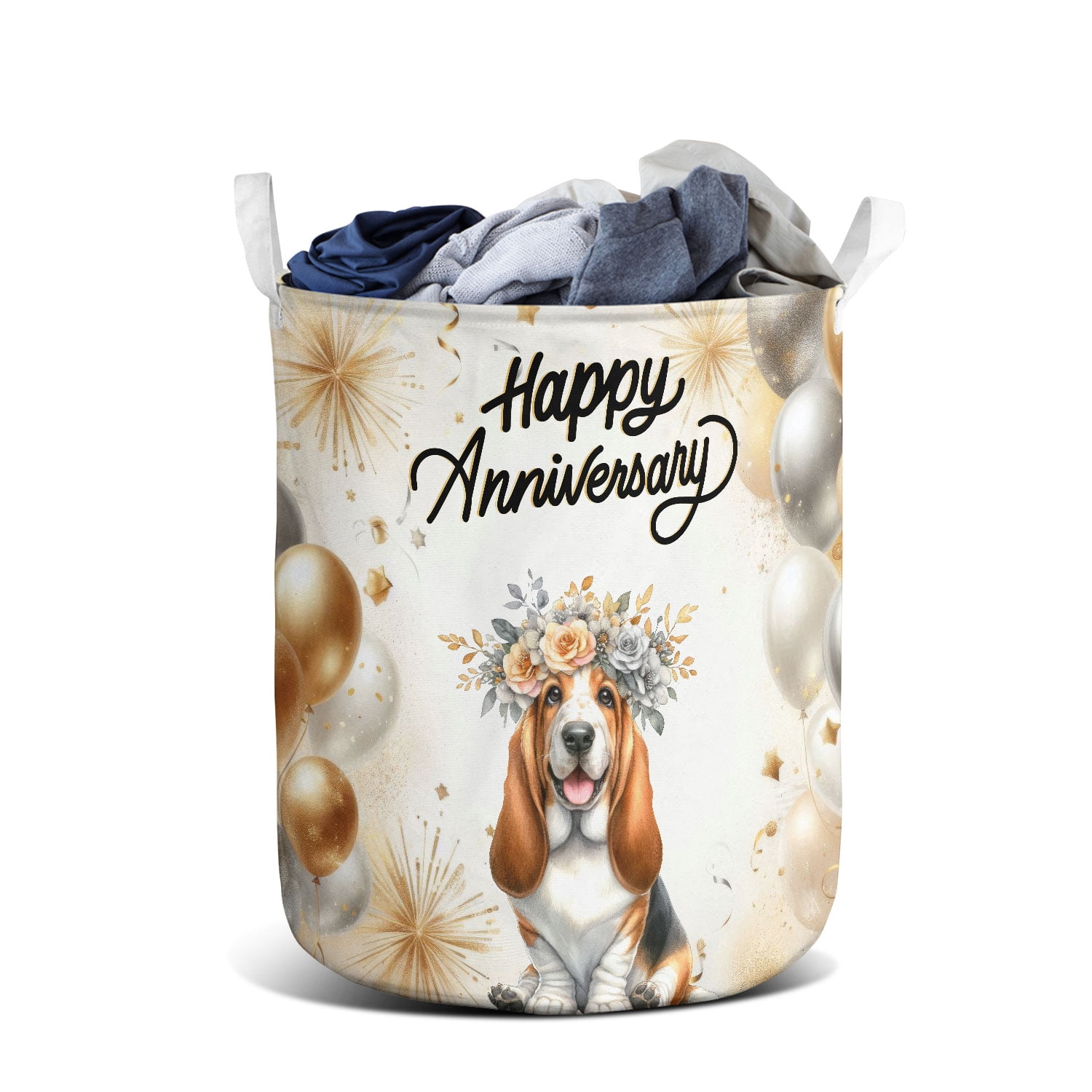 Happy Anniversary Basset Hound Celebrates Wedding Love Family Party ...