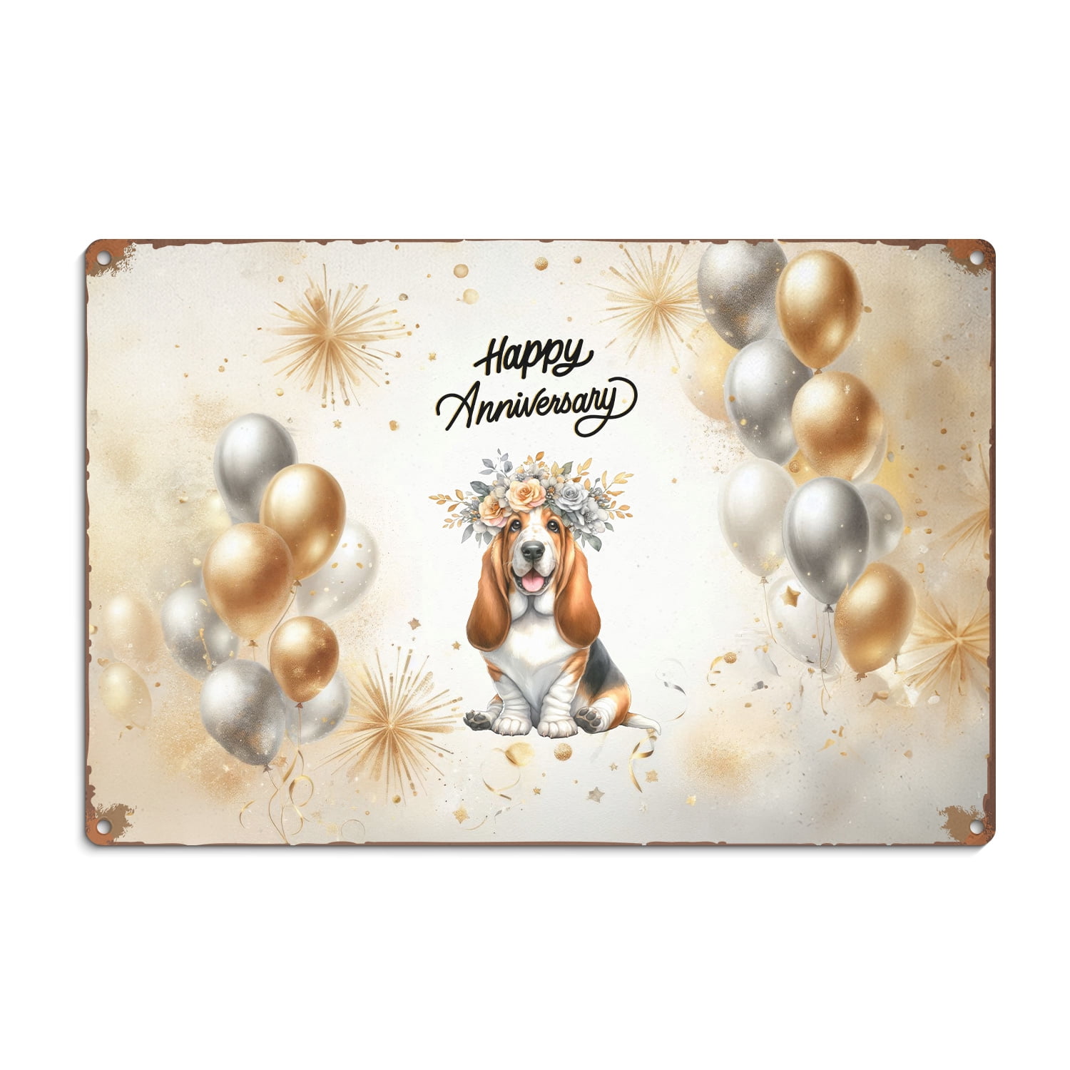 Happy Anniversary Basset Hound Celebrates Wedding Love Family Party ...