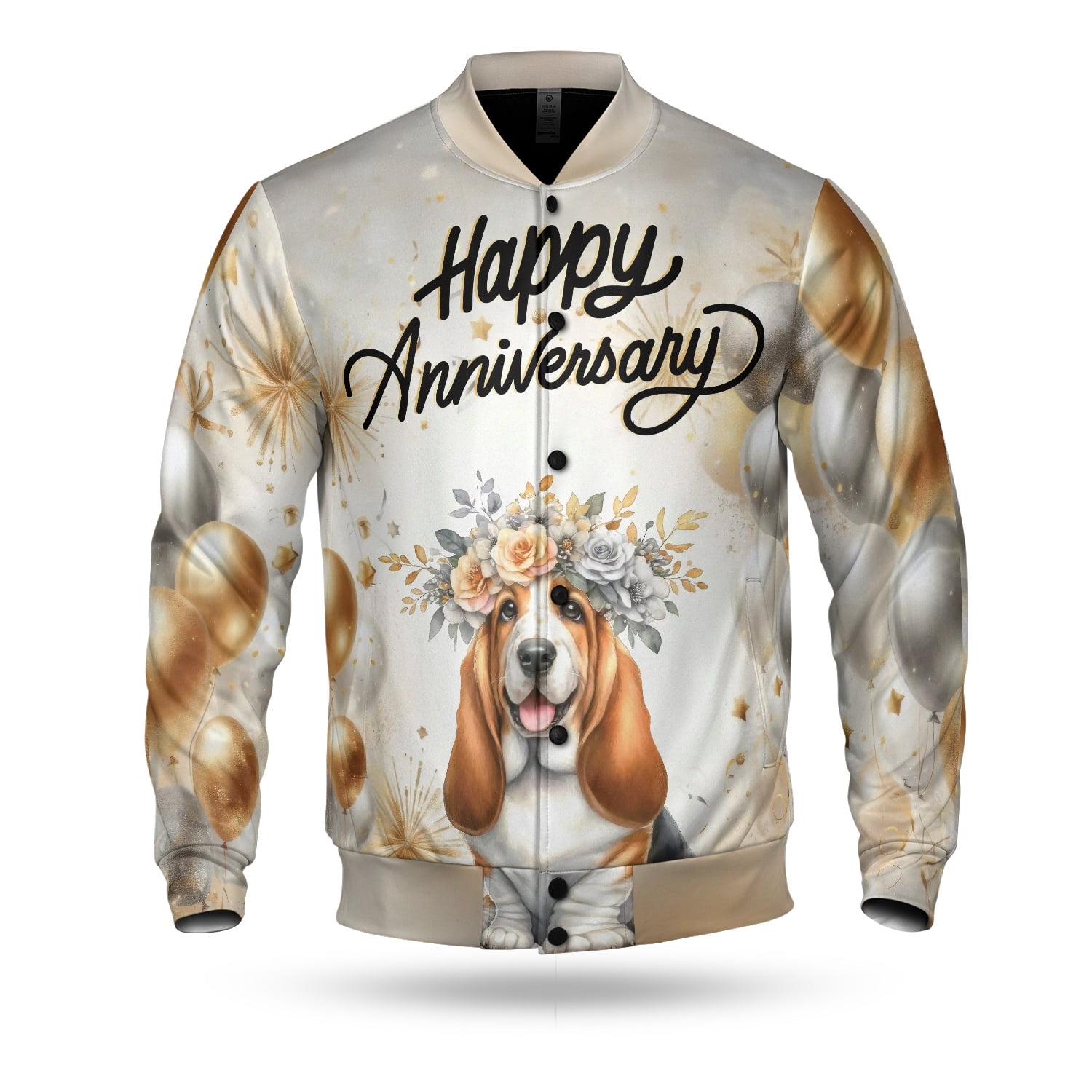 Happy Anniversary Basset Hound Celebrates Wedding Love Family Party All ...