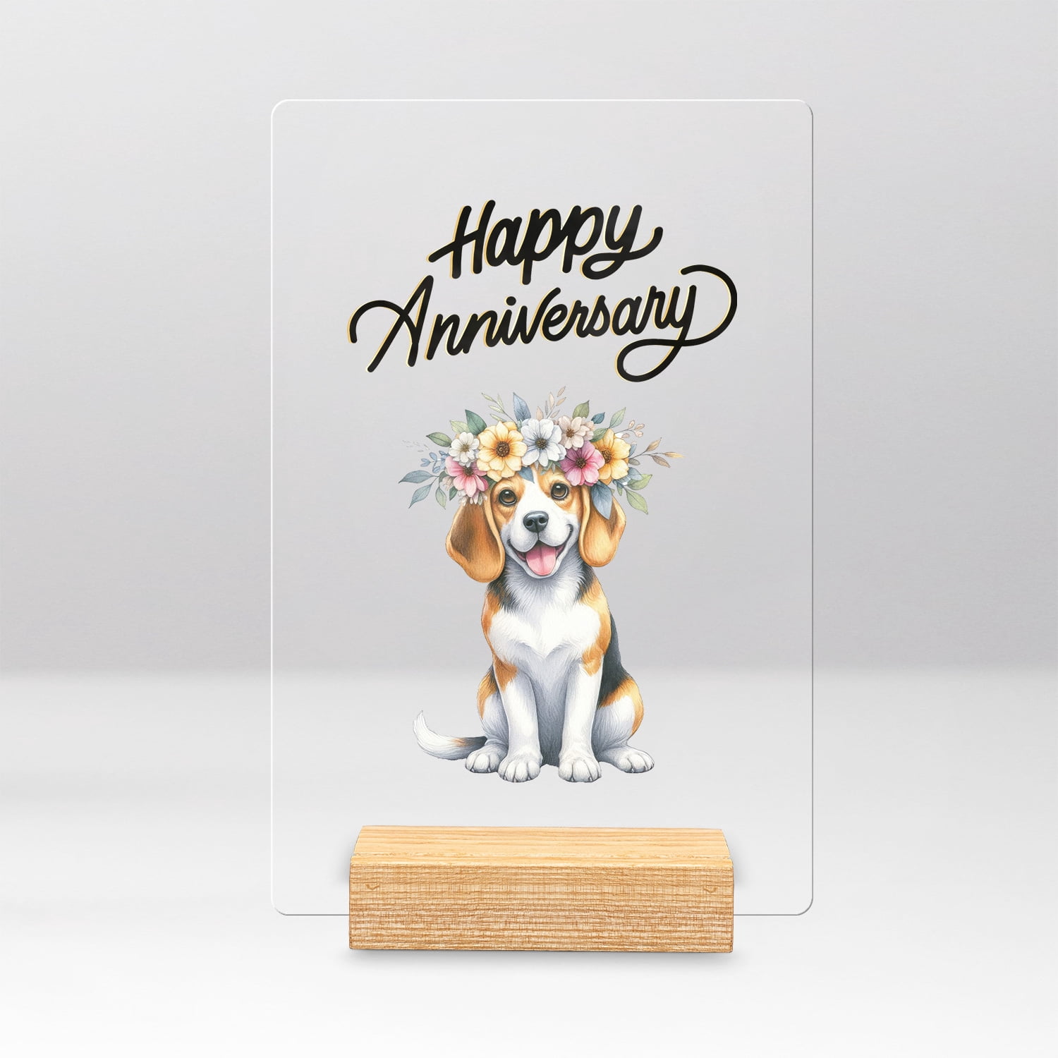 Happy Anniversary Beagle Celebrates Wedding Love Family Party Acrylic ...