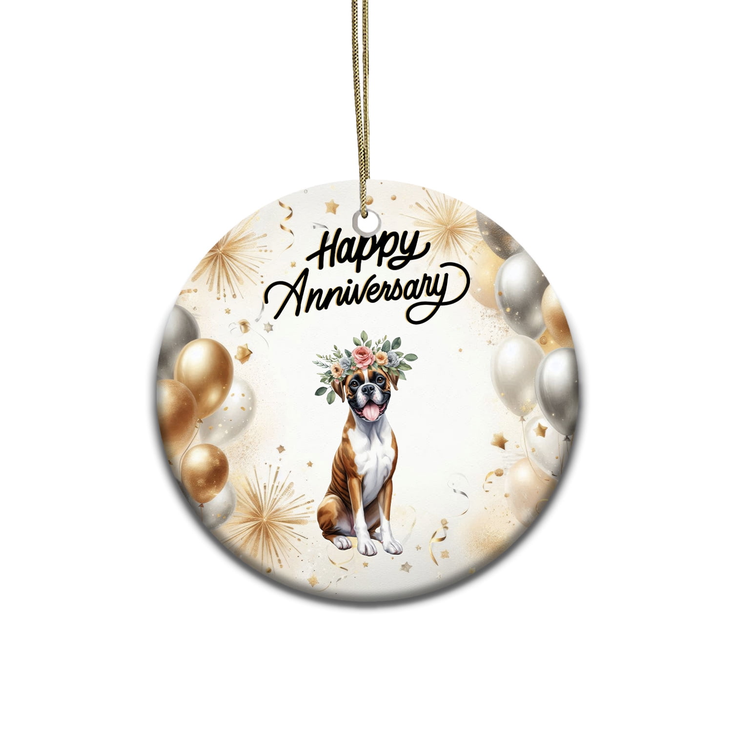 Happy Anniversary Boxer Celebrates Wedding Love Family Party Ceramic ...