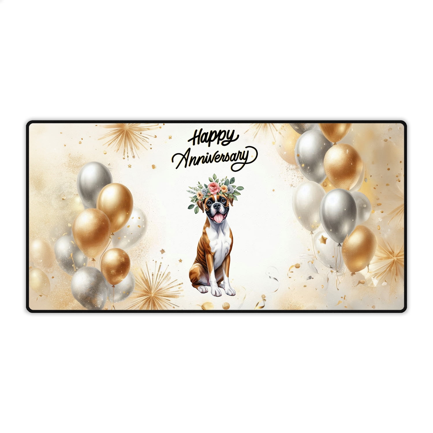 Happy Anniversary Boxer Celebrates Wedding Love Family Party Desk Mat ...