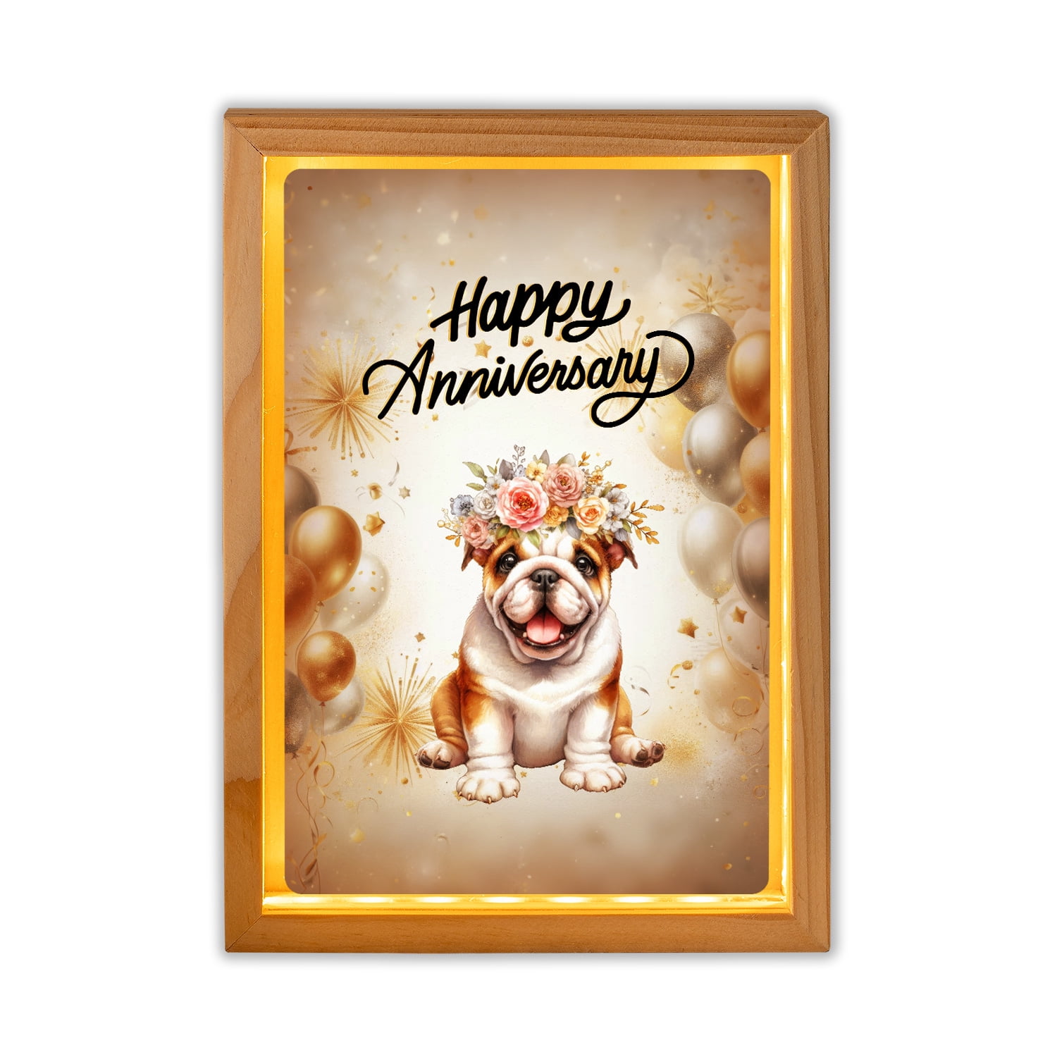 Happy Anniversary Bulldog Celebrates Wedding Love Family Party Acrylic ...