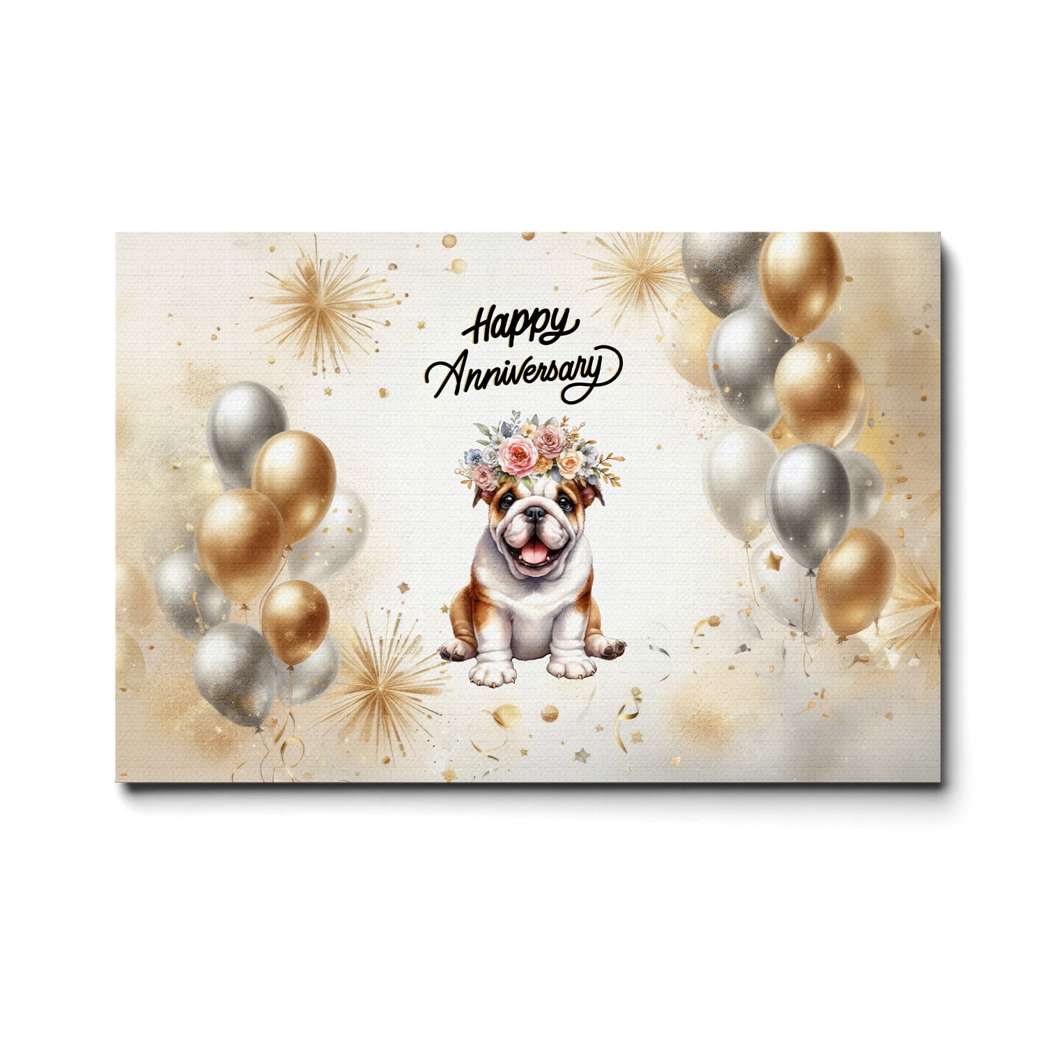 Happy Anniversary Bulldog Celebrates Wedding Love Family Party ...