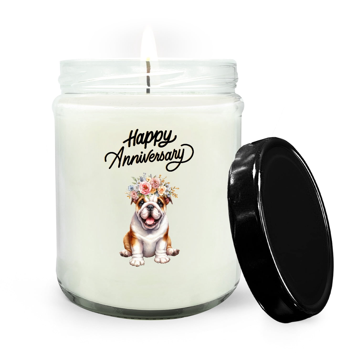 Happy Anniversary Bulldog Celebrates Wedding Love Family Party Soy Wax ...
