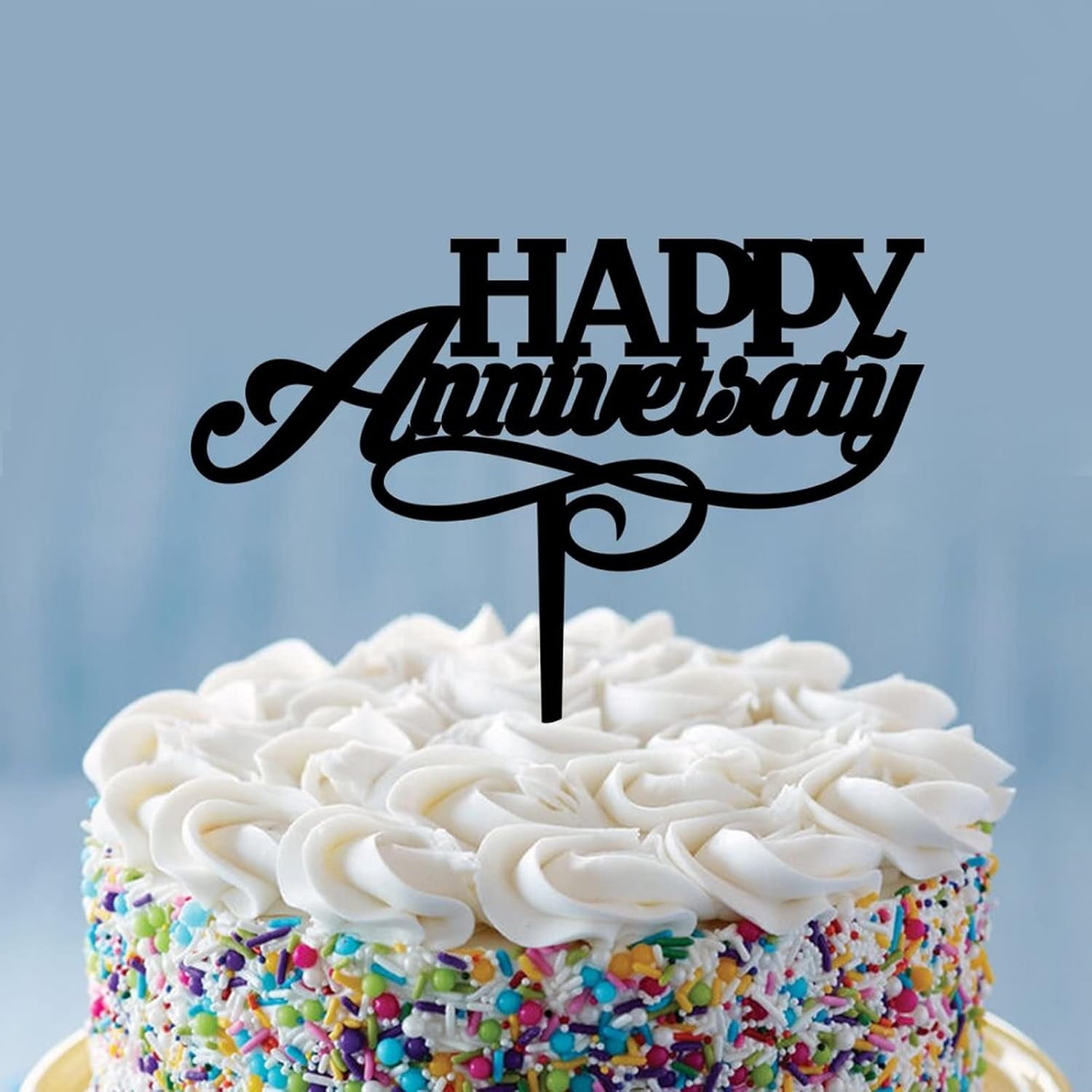 Happy Anniversary Cake Toppers, Black Acrylic Cake Topper, Personalized ...