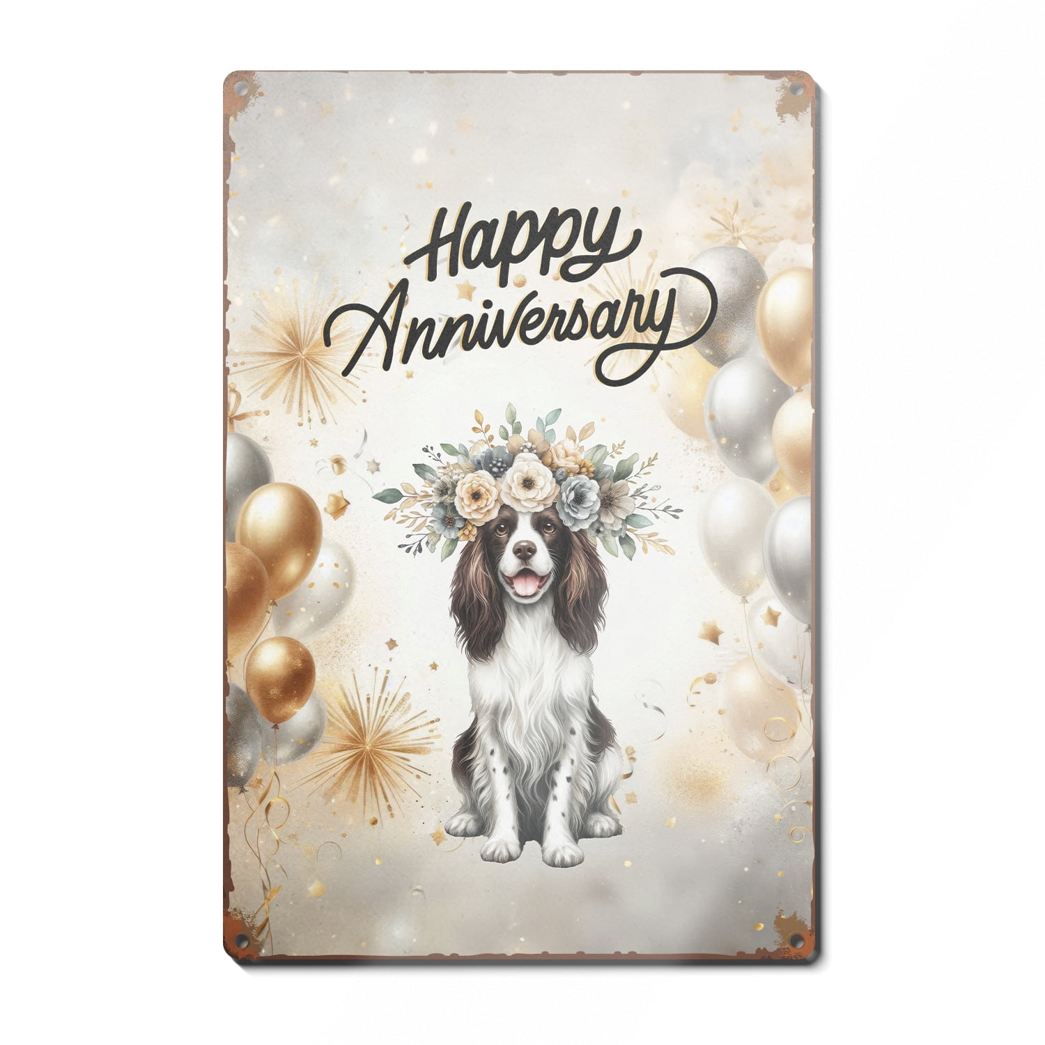 Happy Anniversary English Springer Spaniel Celebrates Wedding Love ...
