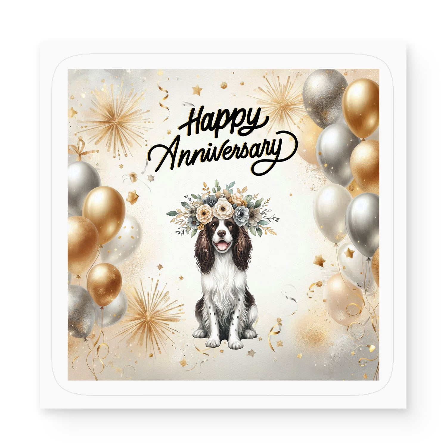 Happy Anniversary English Springer Spaniel Celebrates Wedding Love ...