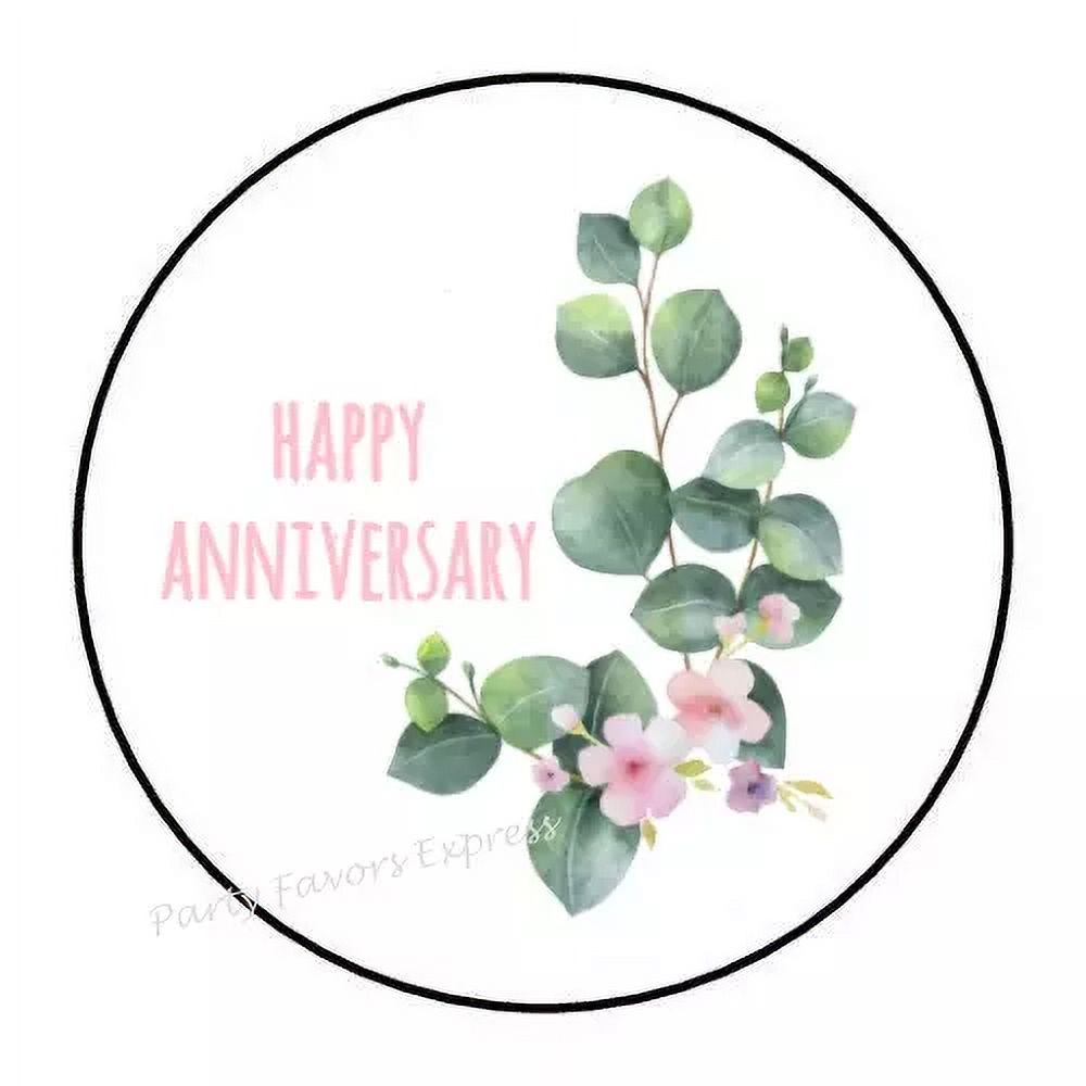 Happy Anniversary Eucalyptus Flower Stickers Favor Phone Decal Water ...