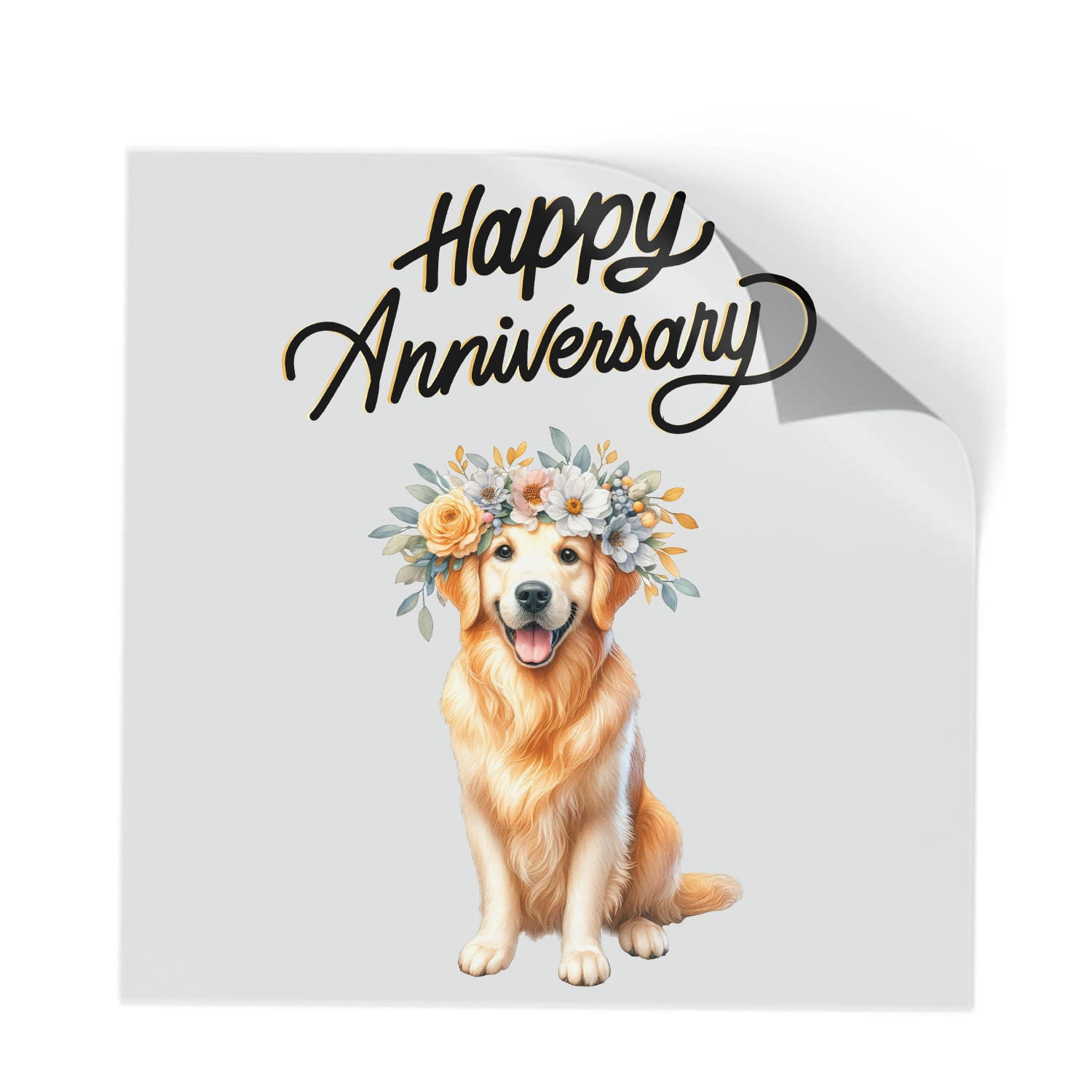 Happy Anniversary Golden Retriever Celebrates Wedding Love Family Party ...